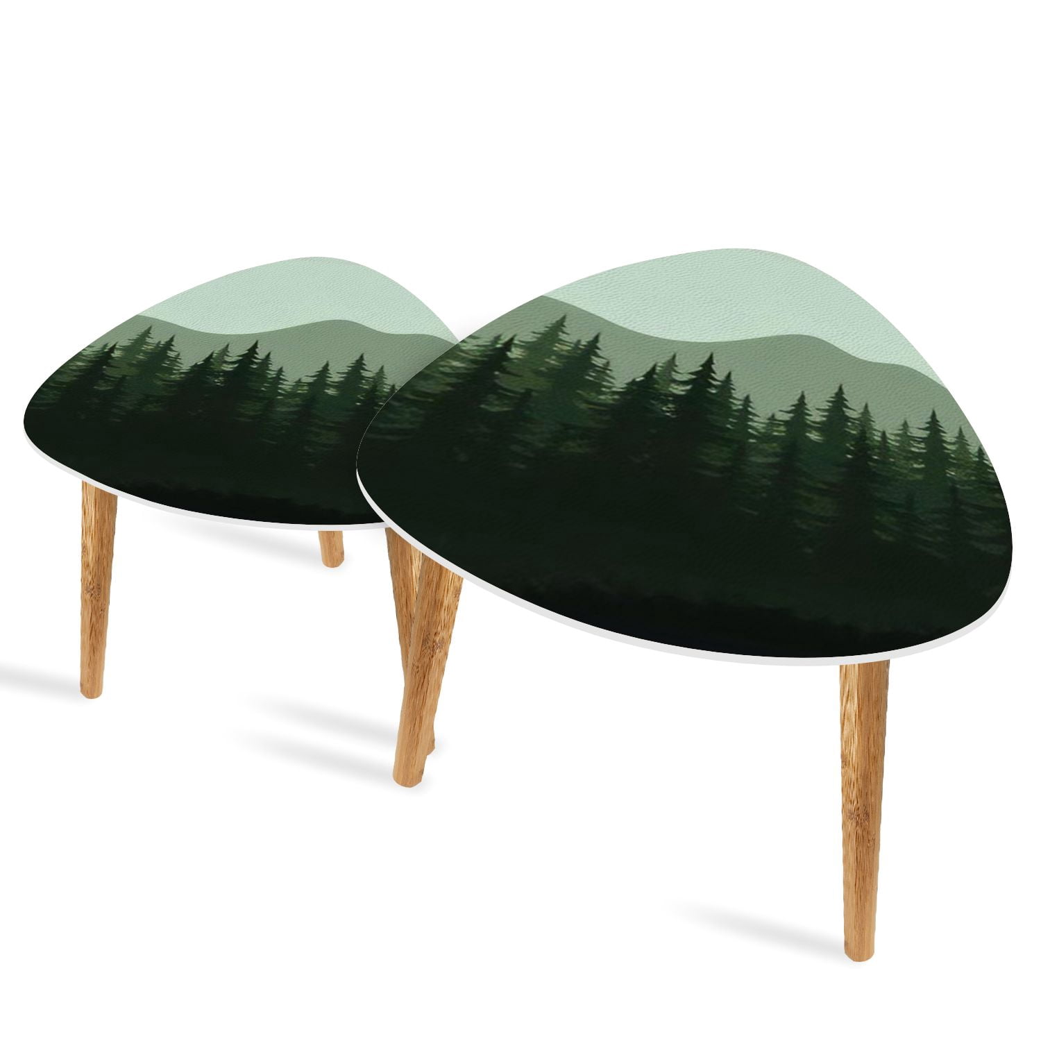 Triangle End Tables Set of 2 Seamless mountain landscape night forest ...