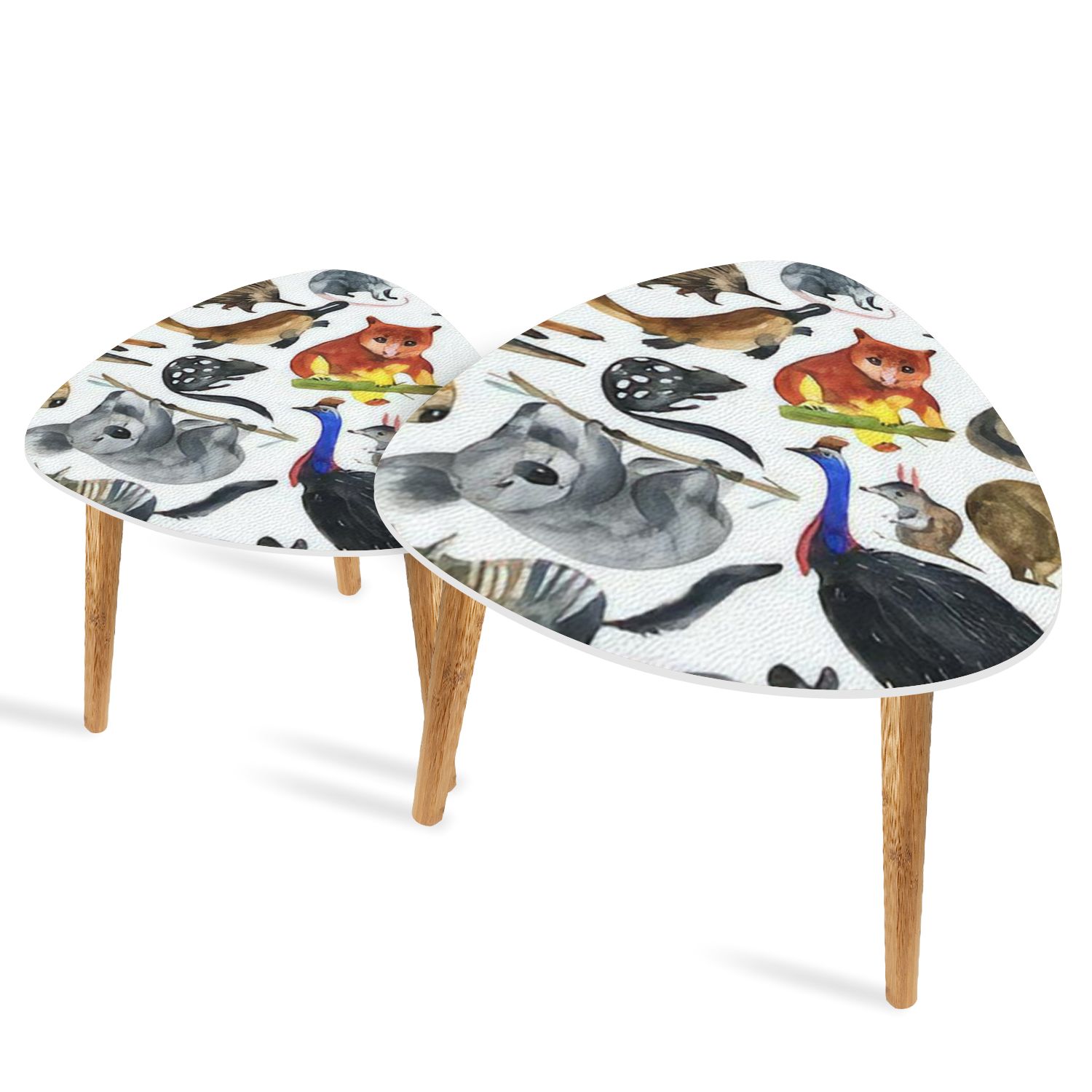 Triangle End Tables Set of 2 Seamless pattern Australian animals Hand ...