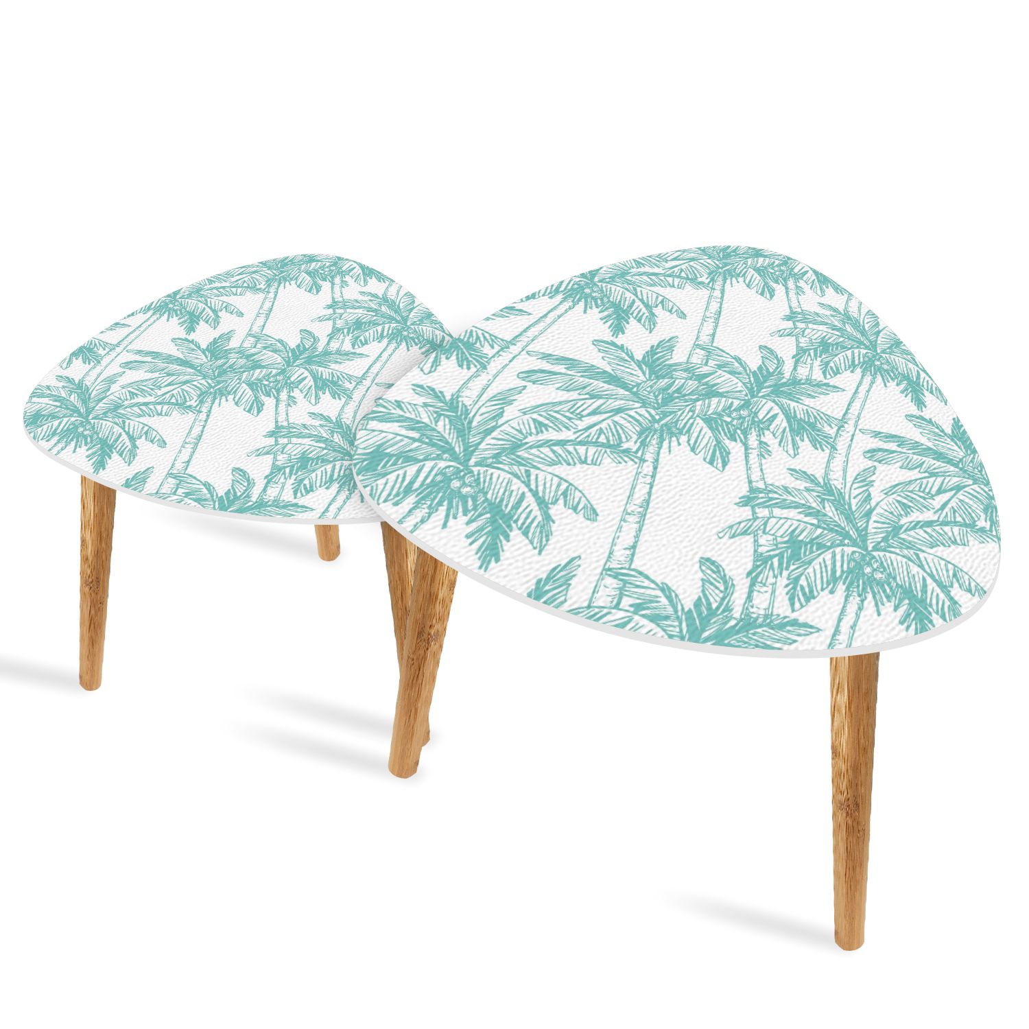 Triangle End Tables Set of 2 Seamless pattern Ink sketch coconut palm ...
