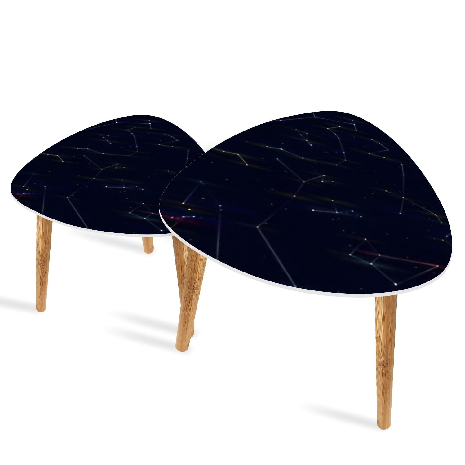 Triangle End Tables Set of 2 Seamless pattern Night sky constellation Space Cosmos Small Coffee ...
