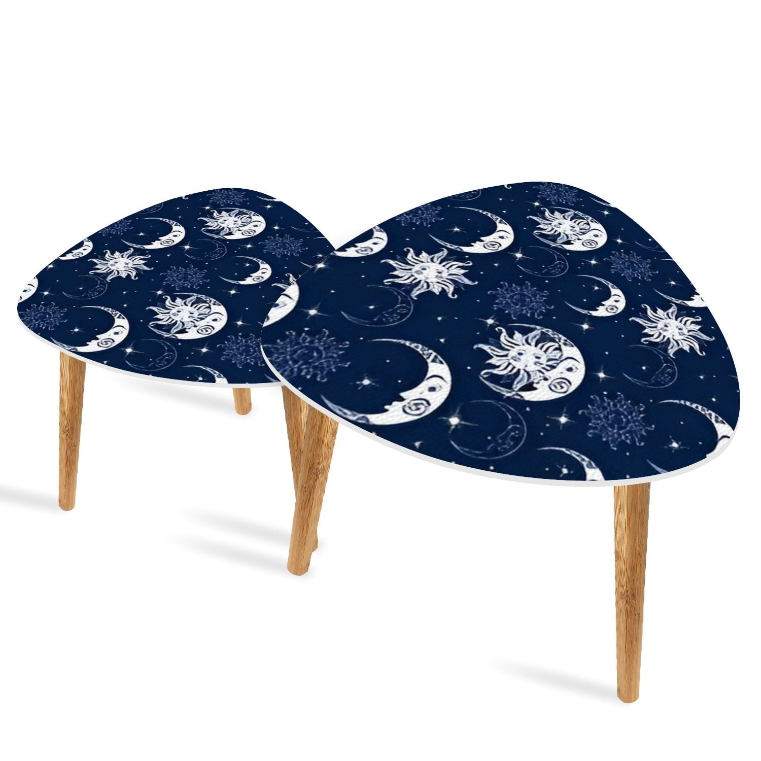 Triangle End Tables Set of 2 Seamless pattern Sun Space Night sky magical backdrop Small Coffee ...