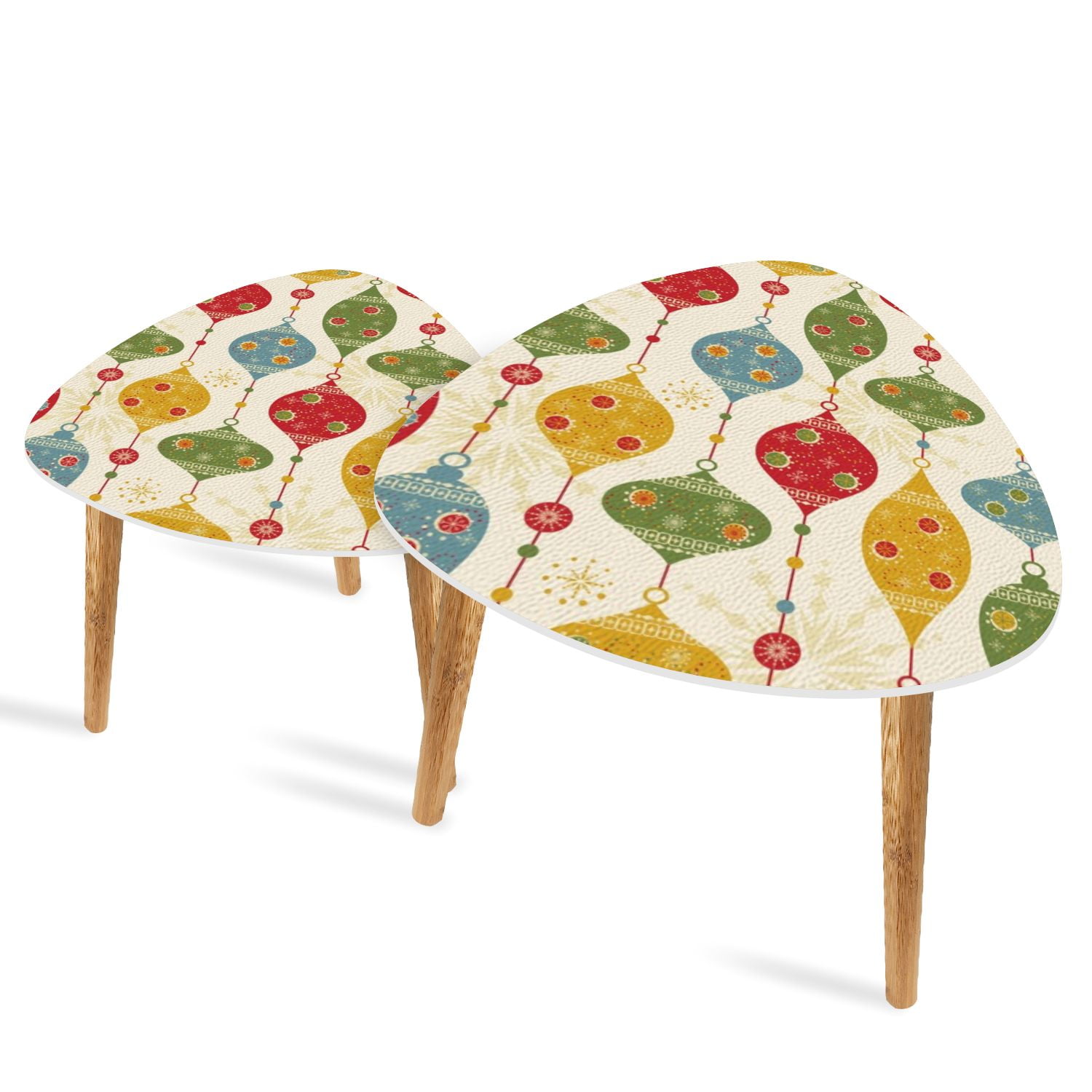 Triangle End Tables Set of 2 Seamless pattern balls stars Small Coffee ...