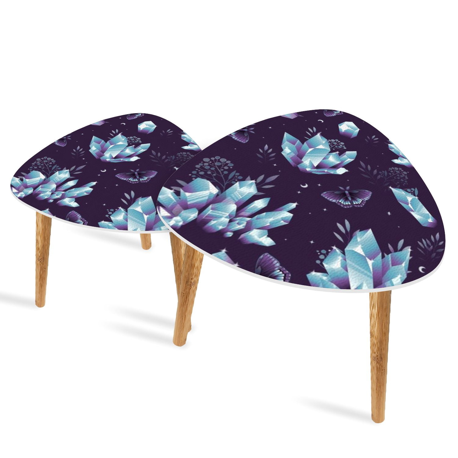 Triangle End Tables Set of 2 Seamless pattern blue fairytale crystals ...