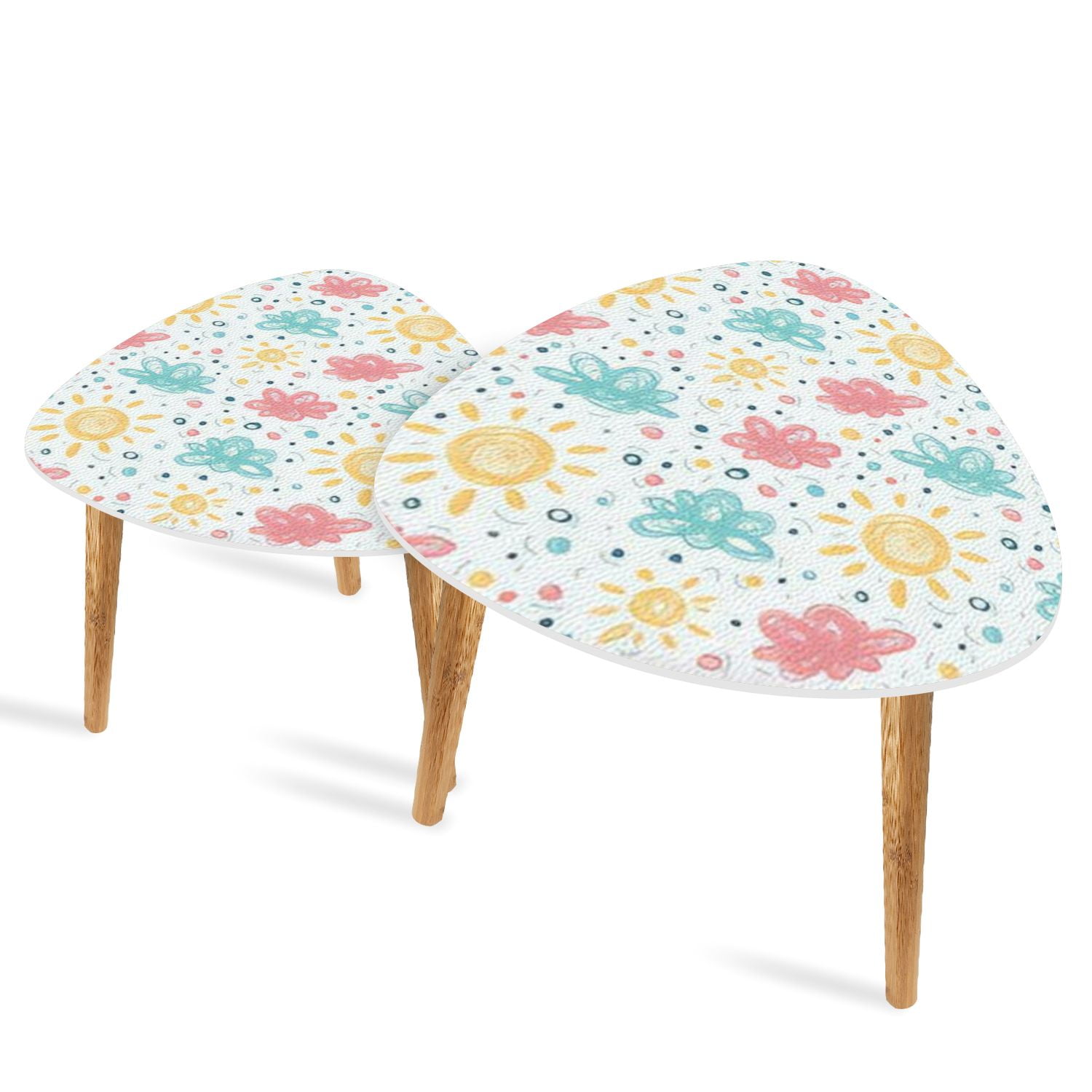Triangle End Tables Set of 2 Seamless pattern childrens drawings sun ...