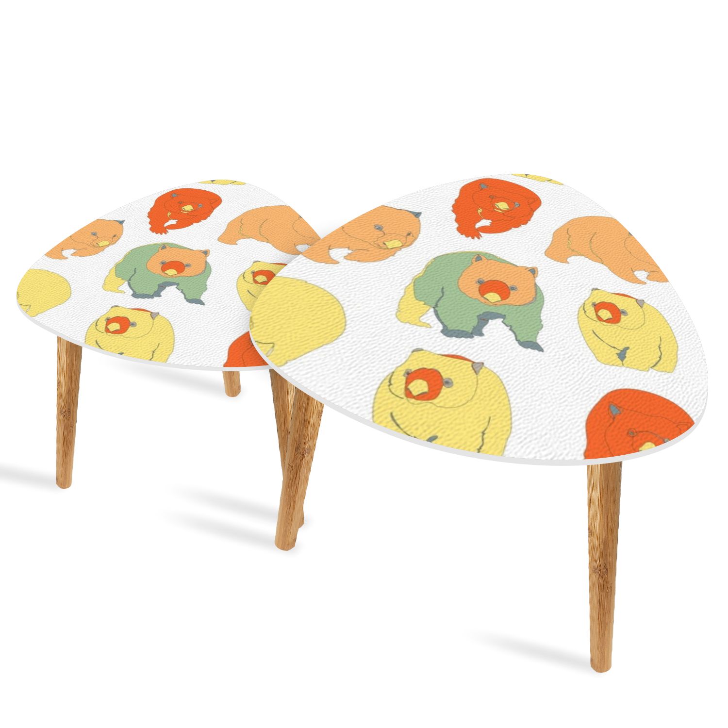 Triangle End Tables Set of 2 Seamless pattern cute wombats Small Coffee ...