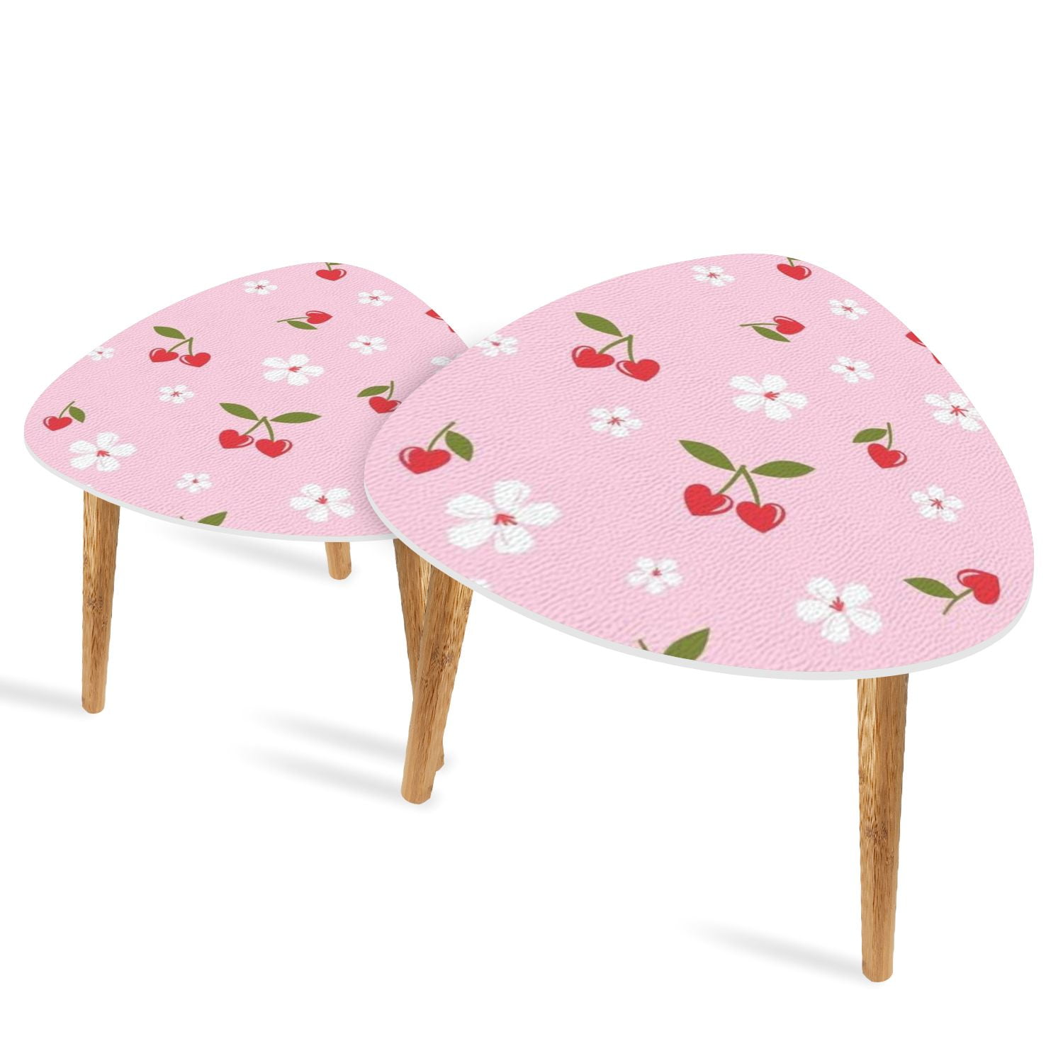 Triangle End Tables Set of 2 Seamless pattern heart shape cherry fruit ...