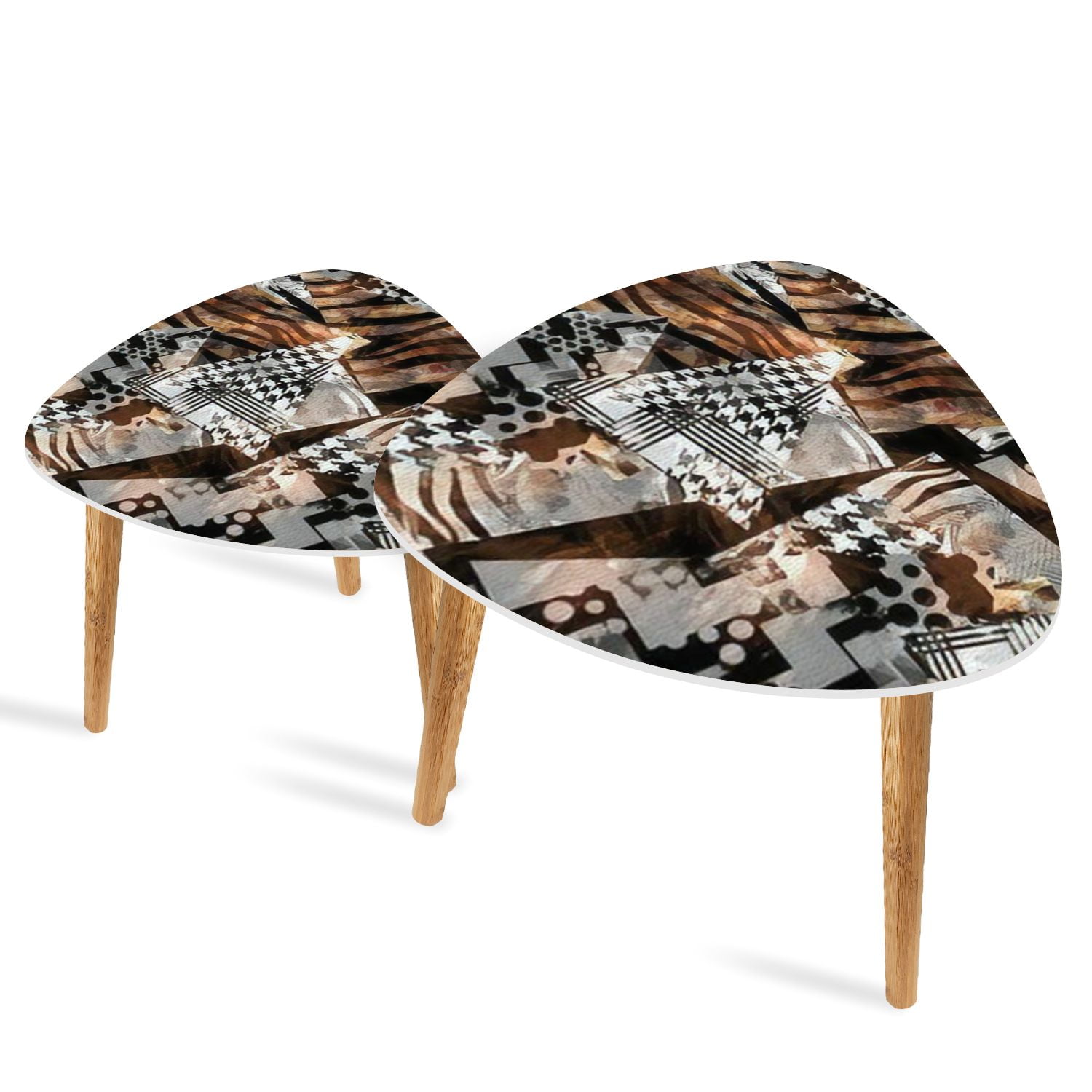 Triangle End Tables Set of 2 Seamless pattern patchwork design Fabric ...