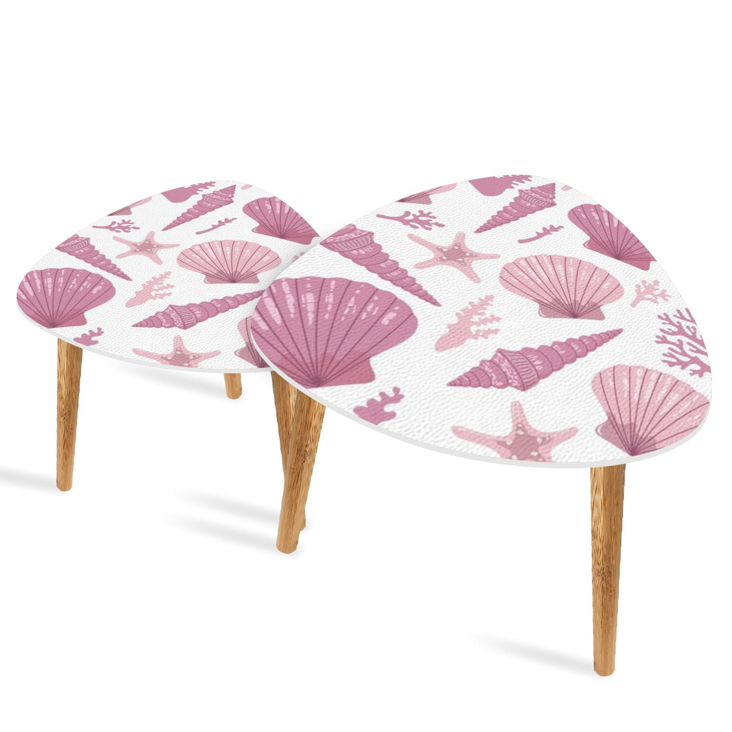 Triangle End Tables Set of 2 Seamless pattern sea shells Beautiful ...