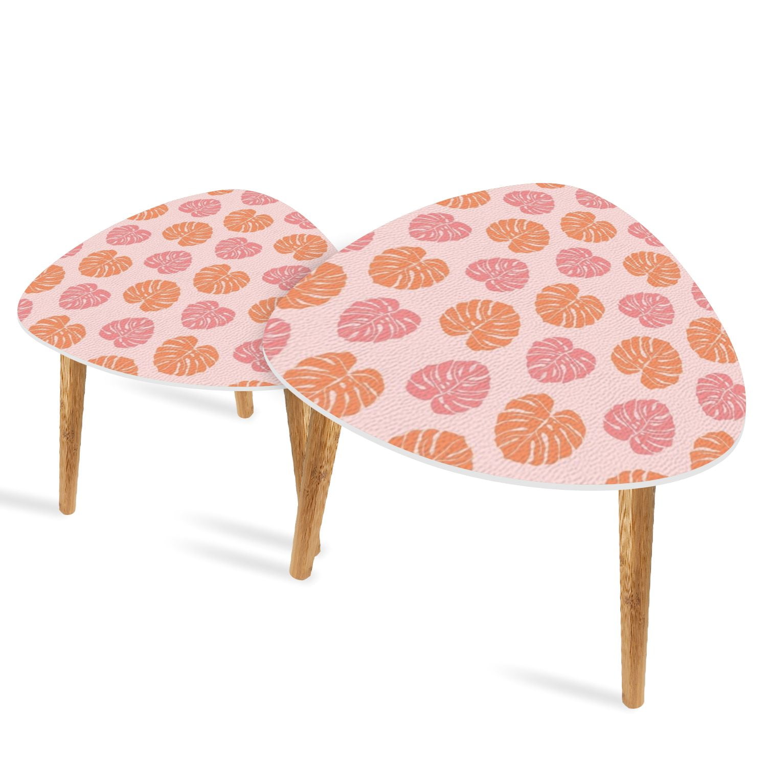 Triangle End Tables Set of 2 Seamless pattern tropical leaves pink ...