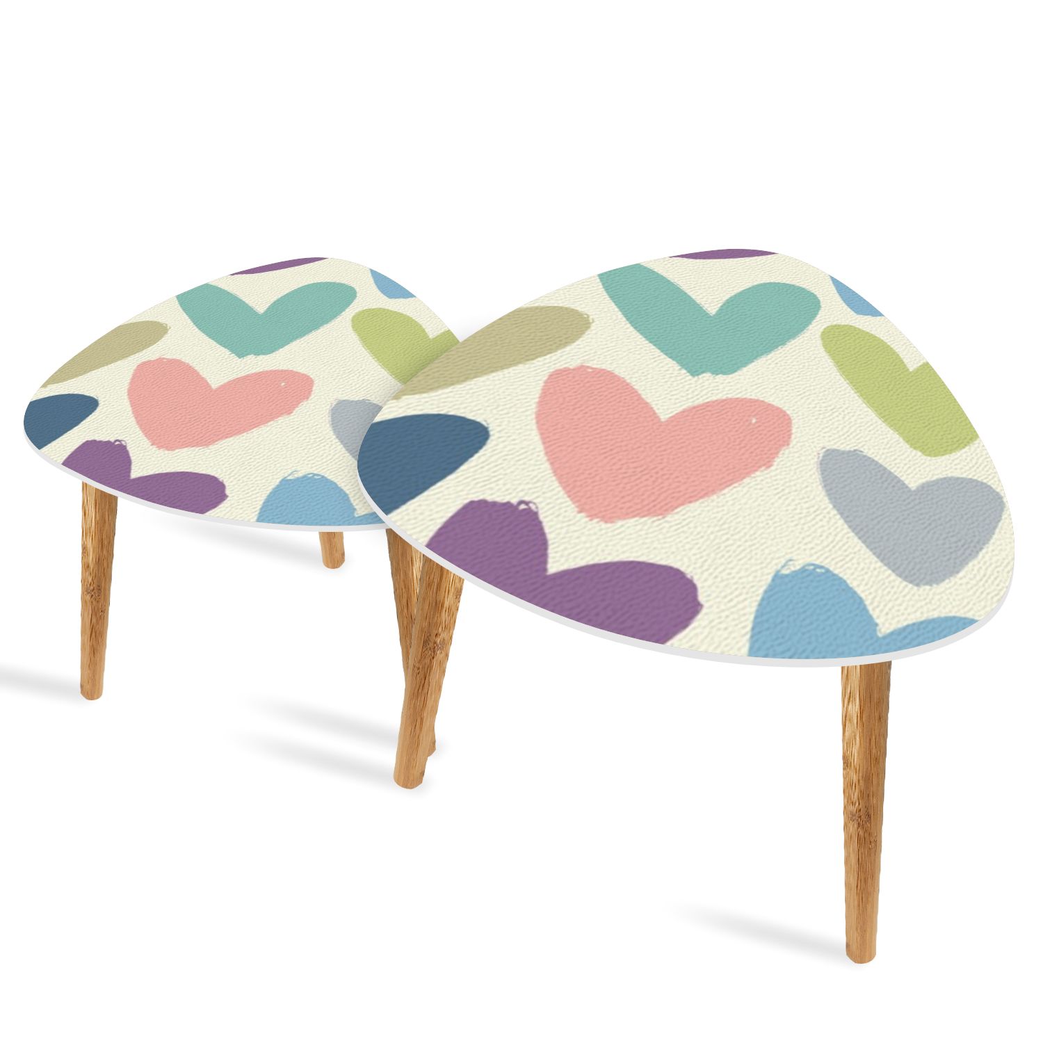 Triangle End Tables Set of 2 Seamless texture funny hearts Small Coffee ...