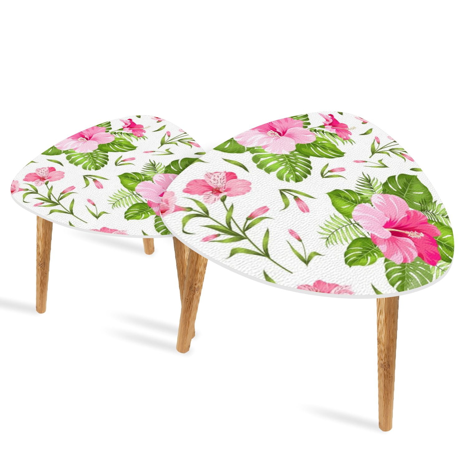 Triangle End Tables Set of 2 Seamless tropical flower Blossom flowers ...