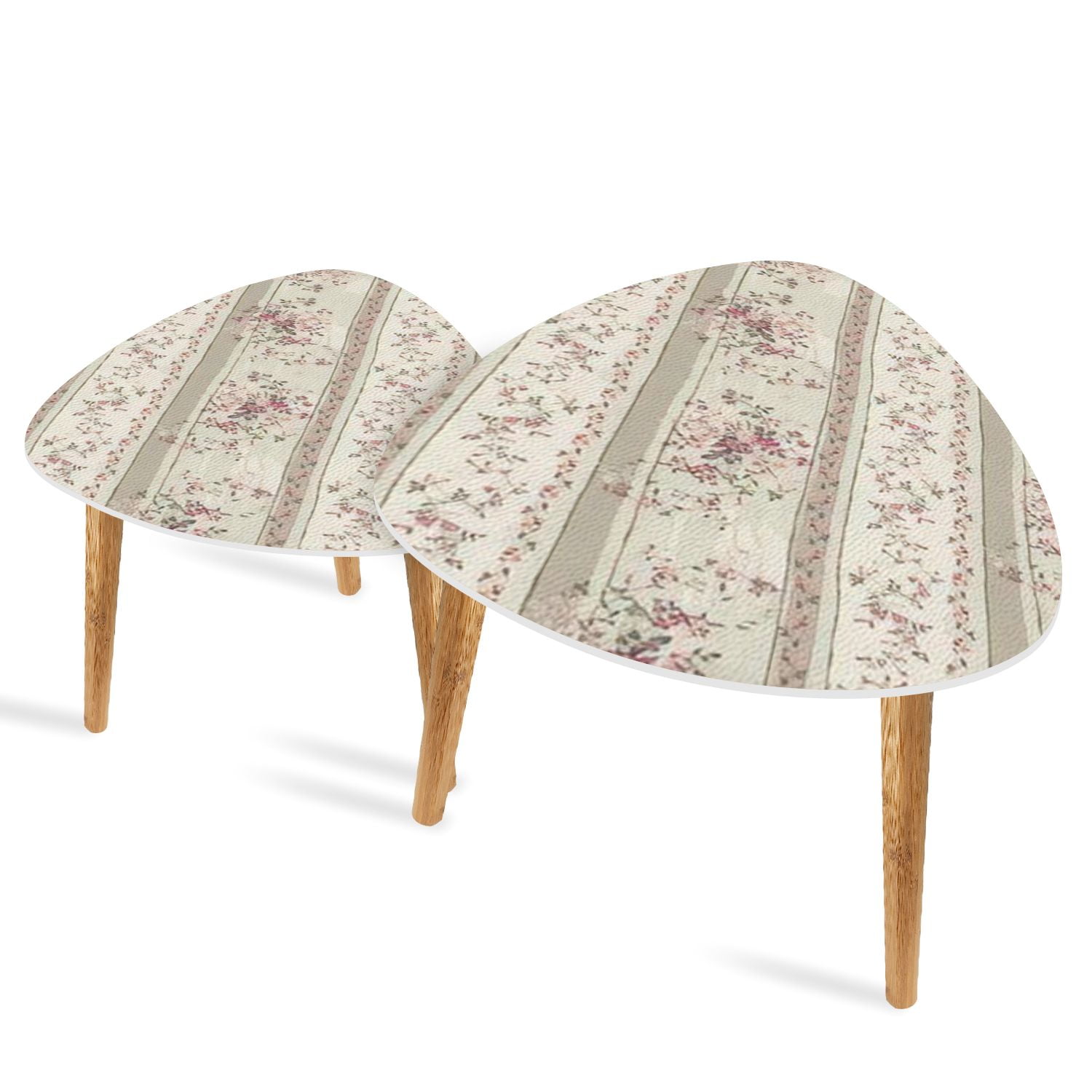 Triangle End Tables Set of 2 Seamless vintage pretty floral stripe tile ...