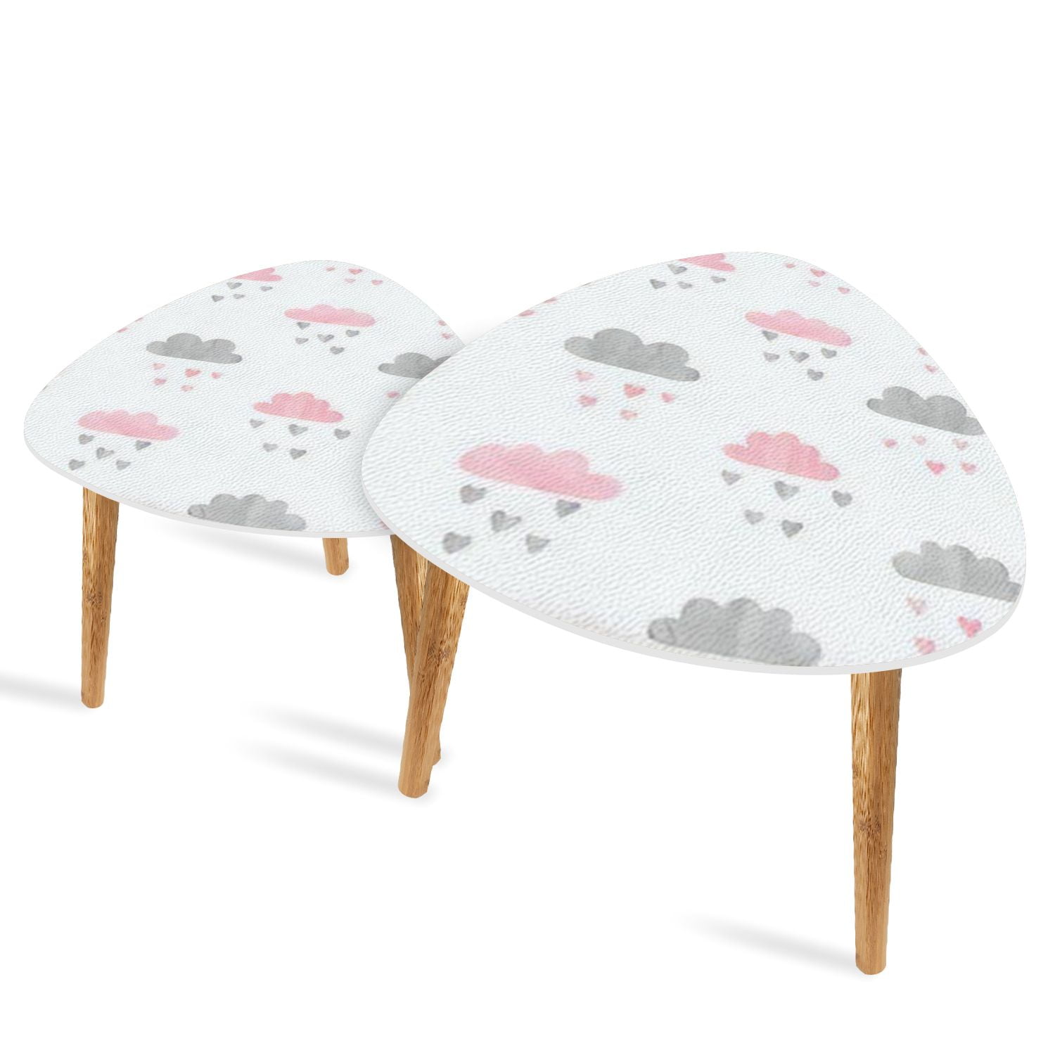 Triangle End Tables Set of 2 Seamless watercolor clouds Rain hearts ...