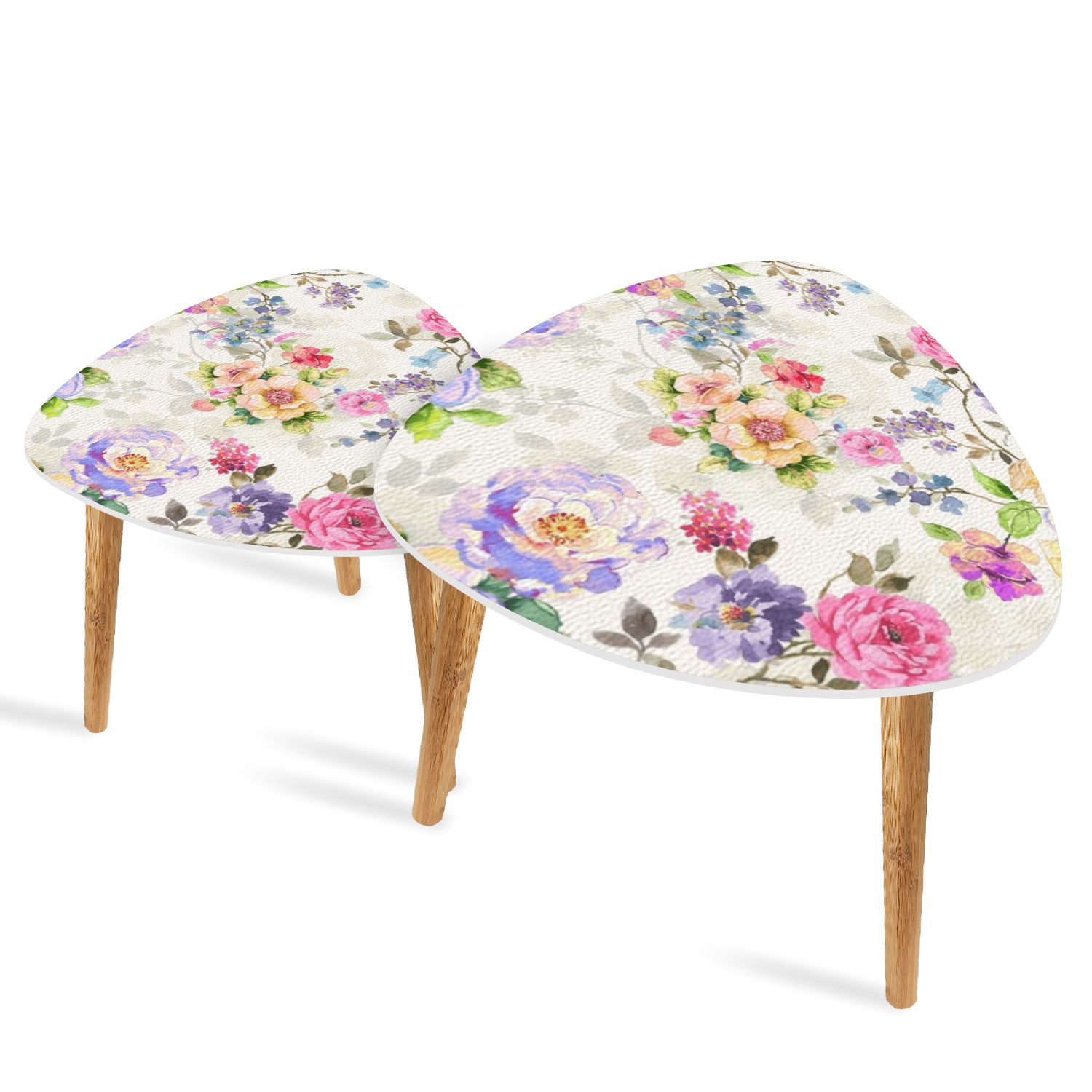 Triangle End Tables Set of 2 Seamless watercolor floral pattern for ...
