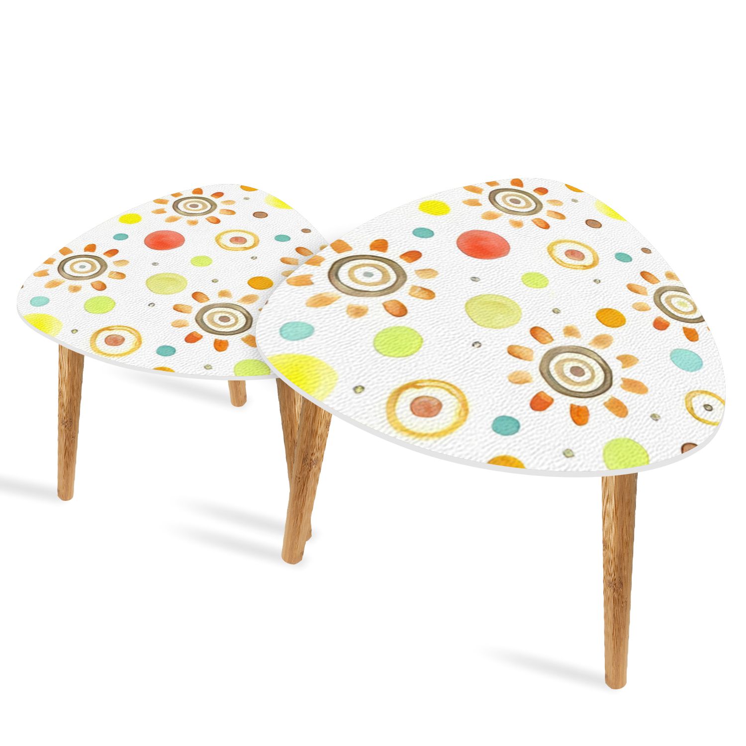 Triangle End Tables Set of 2 Seamless watercolor pattern circles sun ...