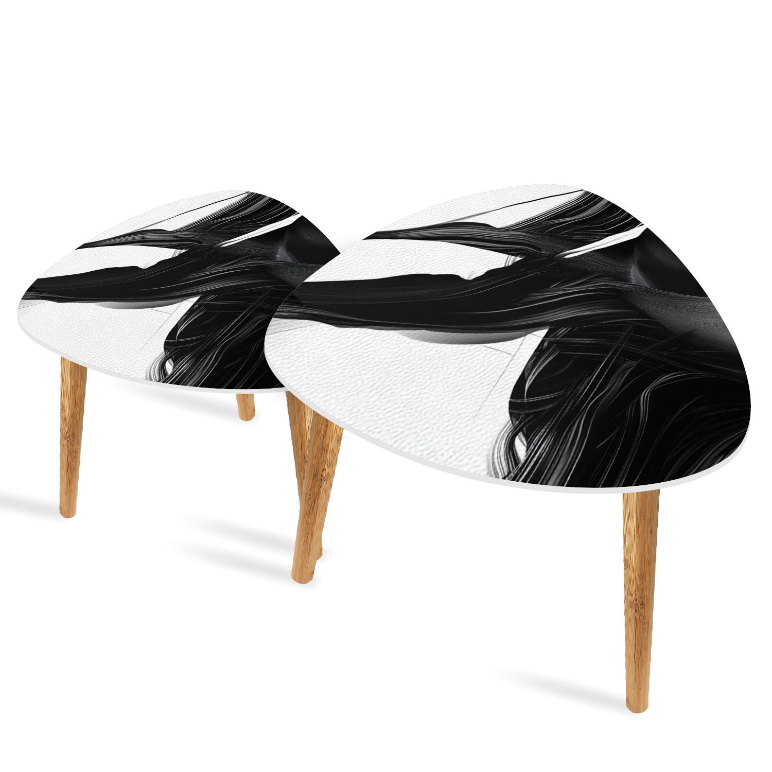 Triangle End Tables Set of 2 Serene Silhouette Chaos Calm Abstract Art ...
