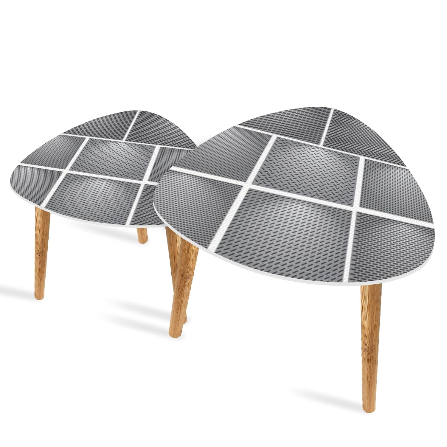 Triangle End Tables Set of 2 Set metal grids Small Coffee Table, Tea ...