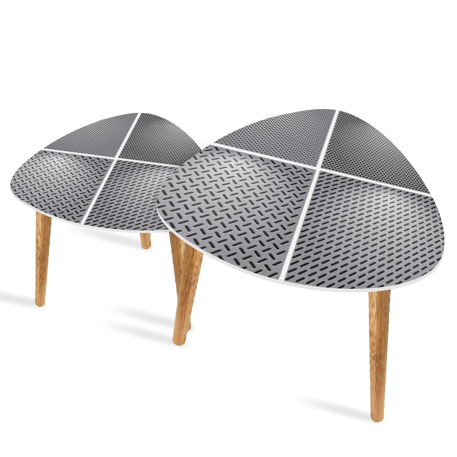 Triangle End Tables Set of 2 Set metal grids Small Coffee Table, Tea ...