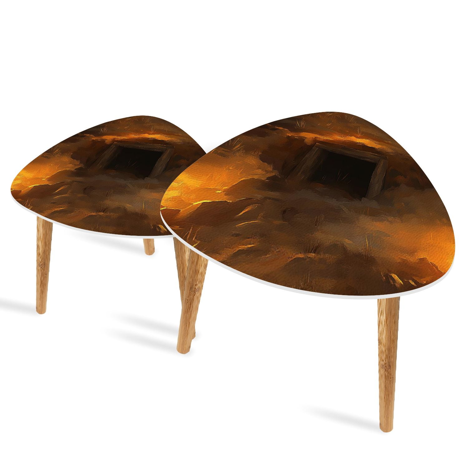 Triangle End Tables Set of 2 Solitude Gold Western Sunrise Art Print ...