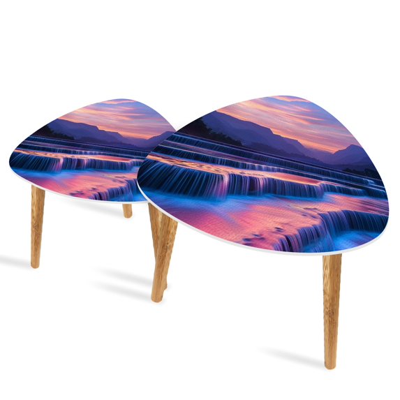 Triangle End Tables Set of 2 Stepped Waterfall Group Sunrise Small ...
