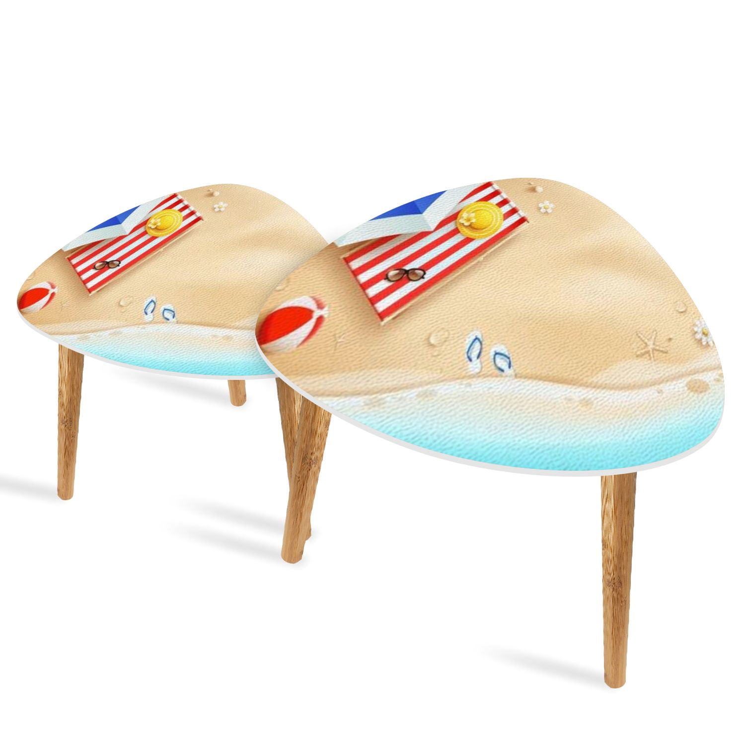 Triangle End Tables Set of 2 Summer holiday sea sand beach poster ...