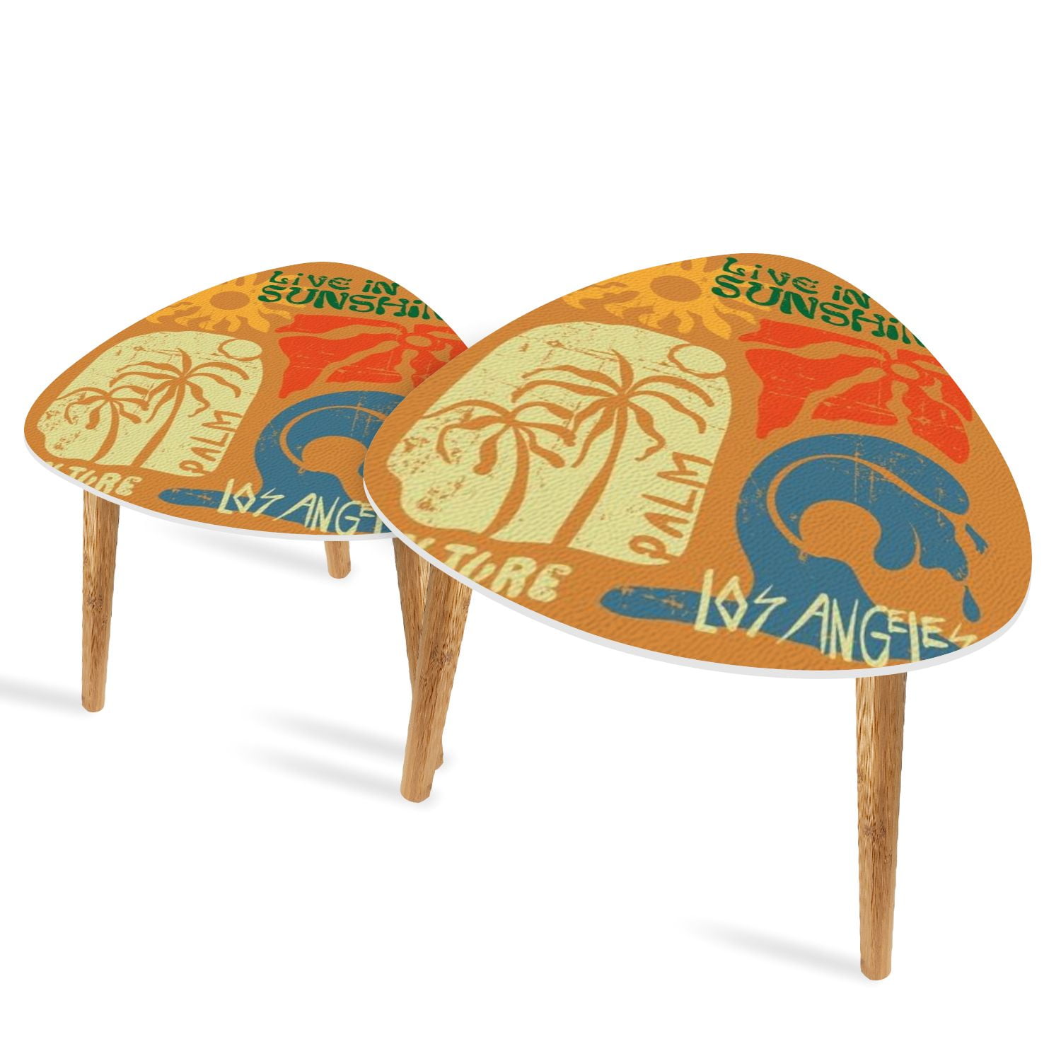 Triangle End Tables Set of 2 Summer print design elements for wave palm ...