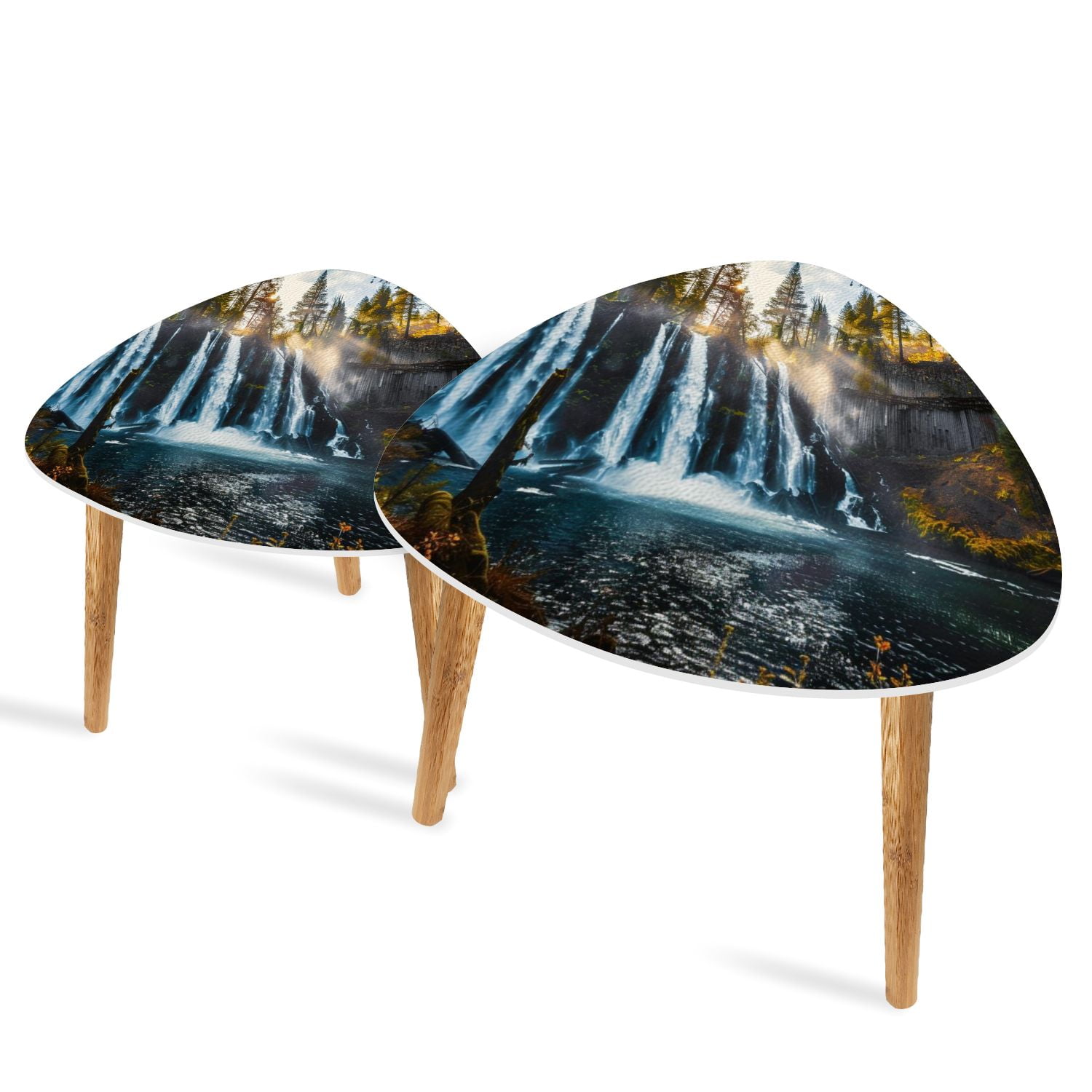 Triangle End Tables Set of 2 Sunrise Burney Falls Small Coffee Table ...