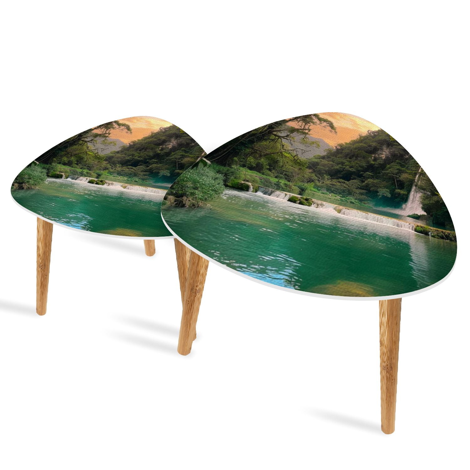 Triangle End Tables Set of 2 Sunset Semuc Champey Guatemala Small ...