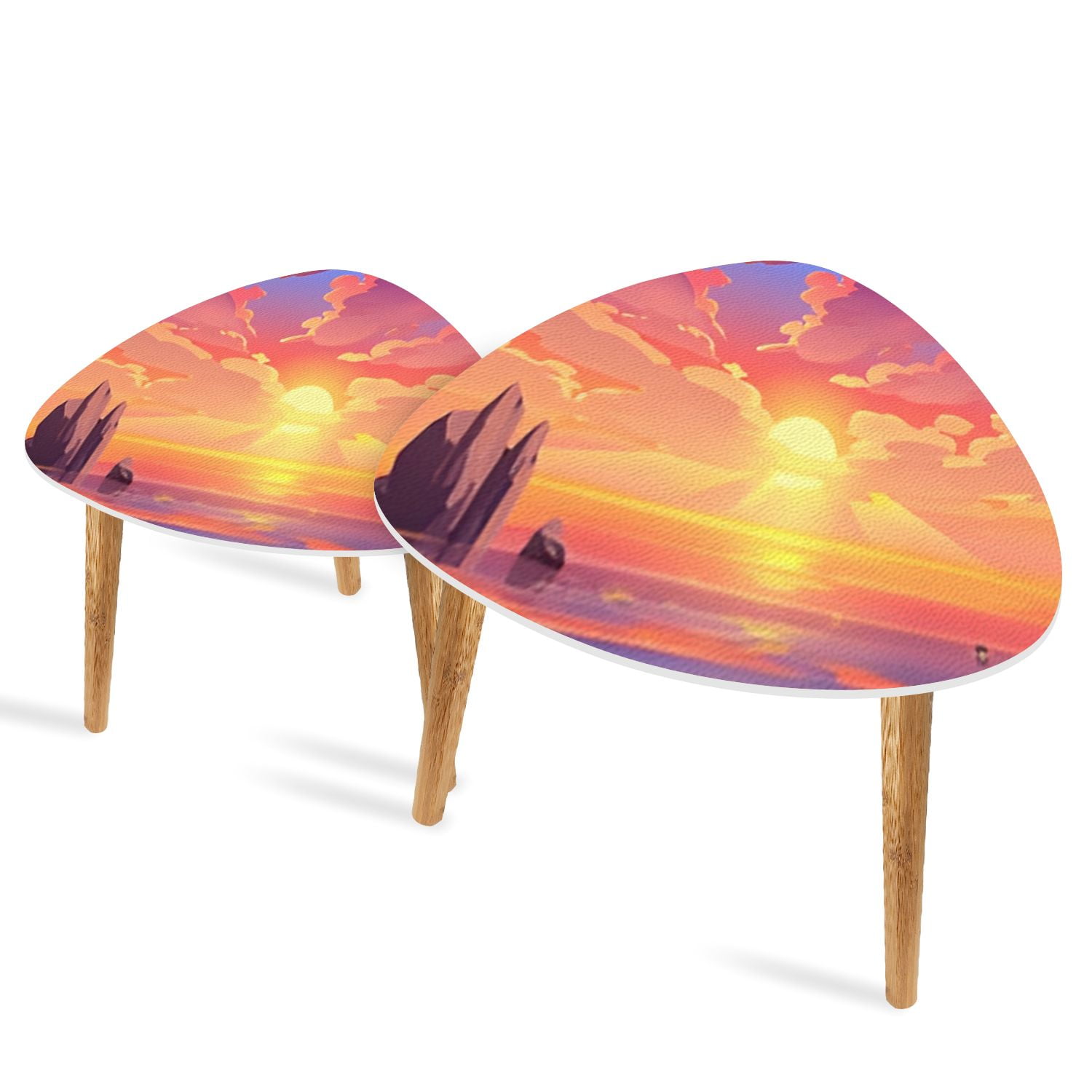 Triangle End Tables Set of 2 Sunset sunrise ocean nature landscape pink ...