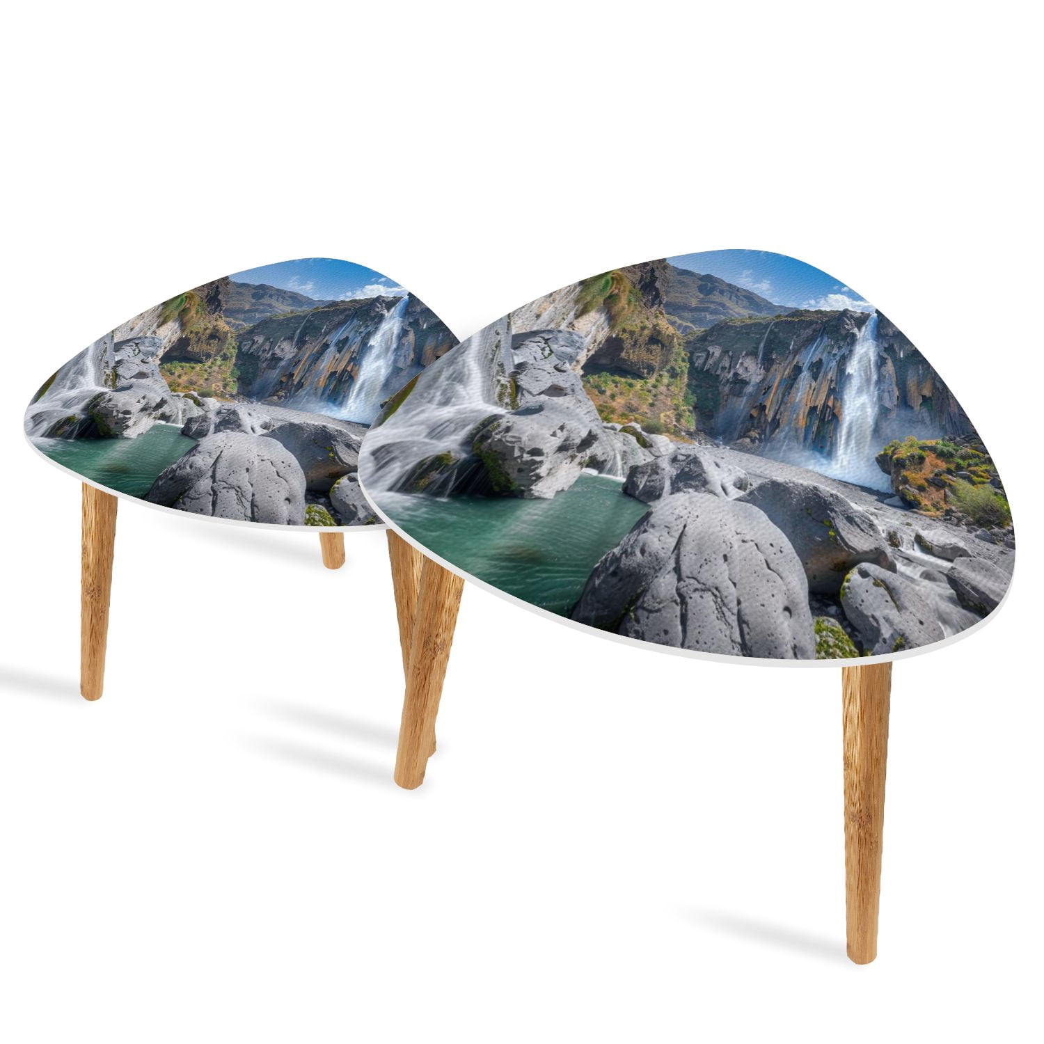 Triangle End Tables Set of 2 Tamul Waterfall Tampaon River Huasteca ...