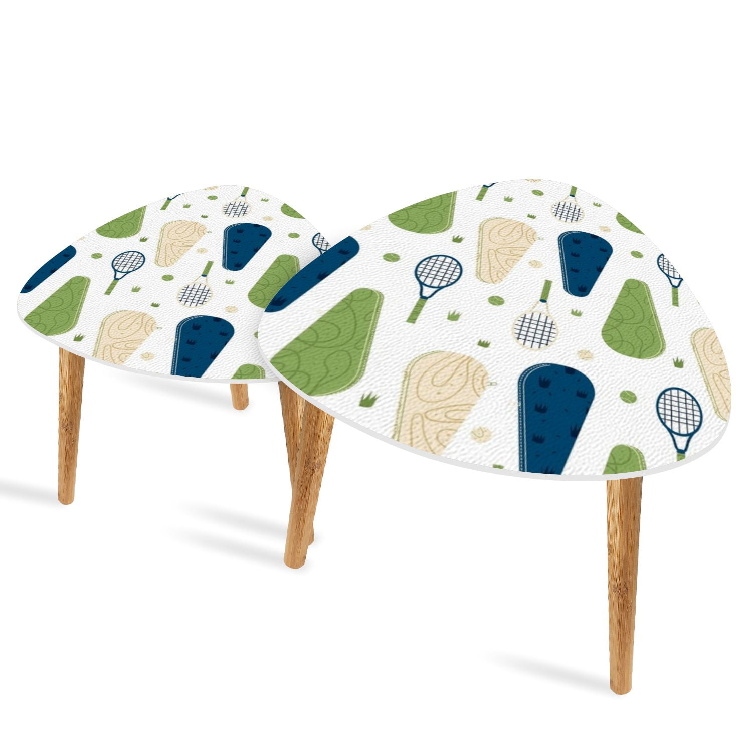 Triangle End Tables Set of 2 Tennis seamless pattern Racket balls ...