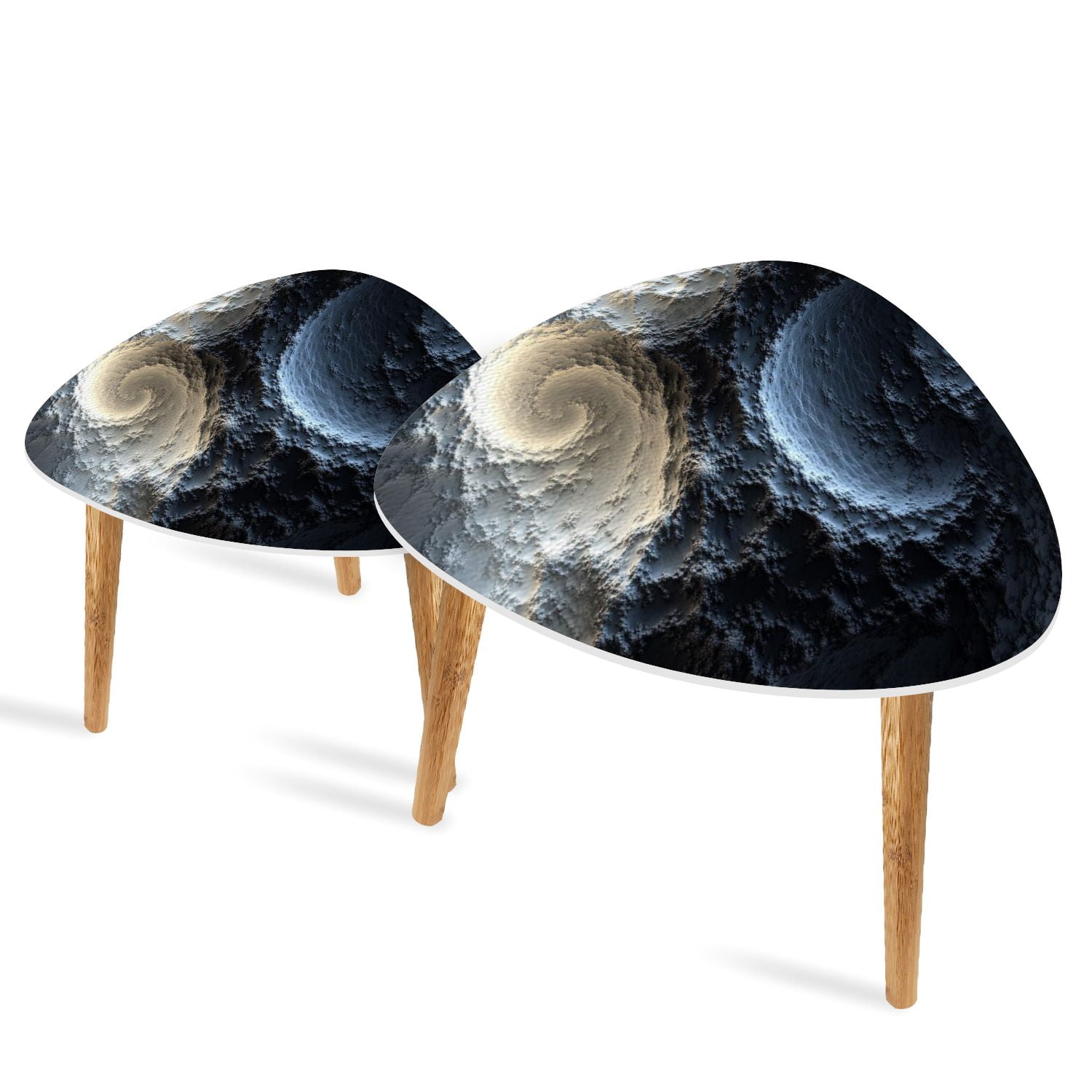 Triangle End Tables Set of 2 Textured Abstract Art Swirling Patterns ...