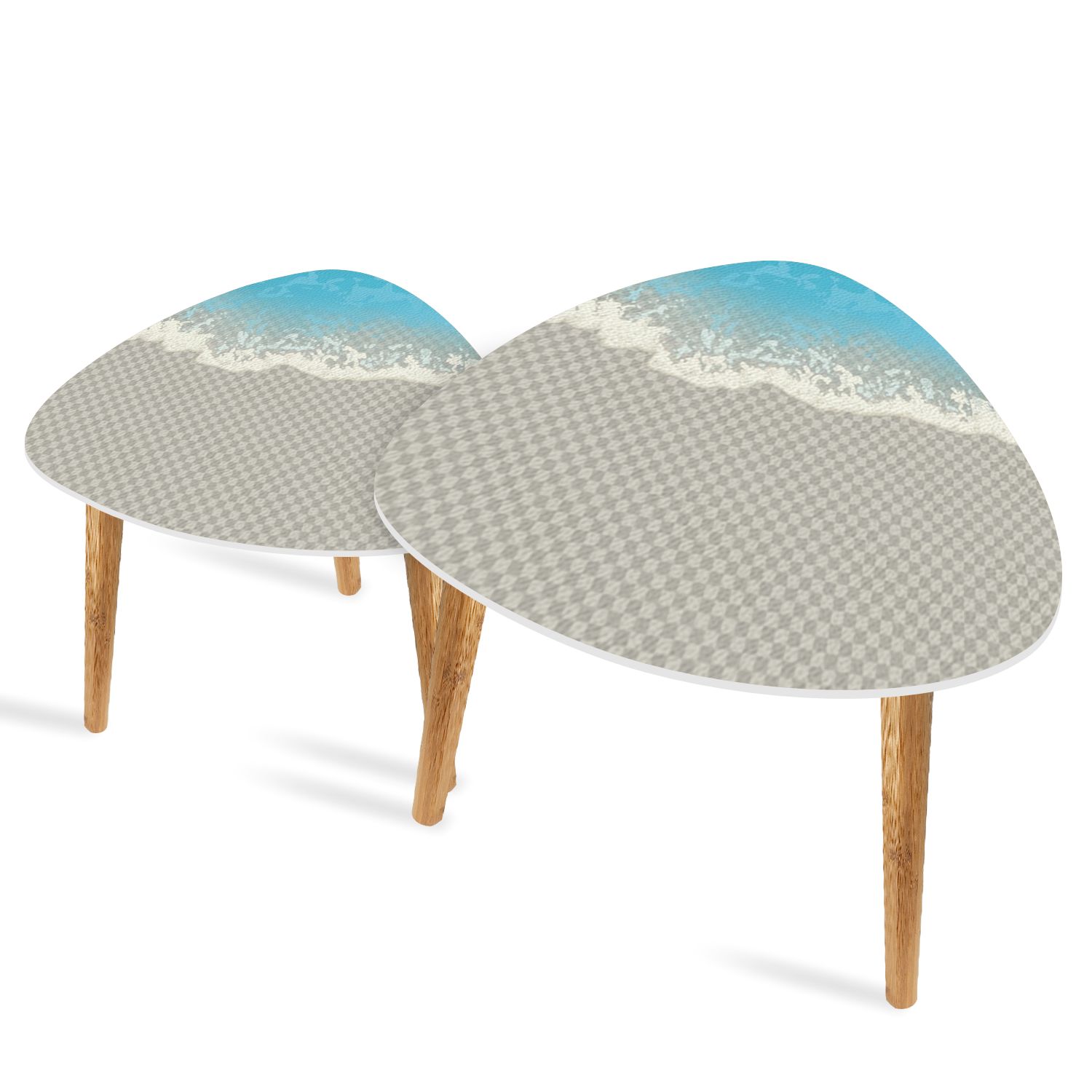 Triangle End Tables Set of 2 Top view sea waves transparent view ocean ...