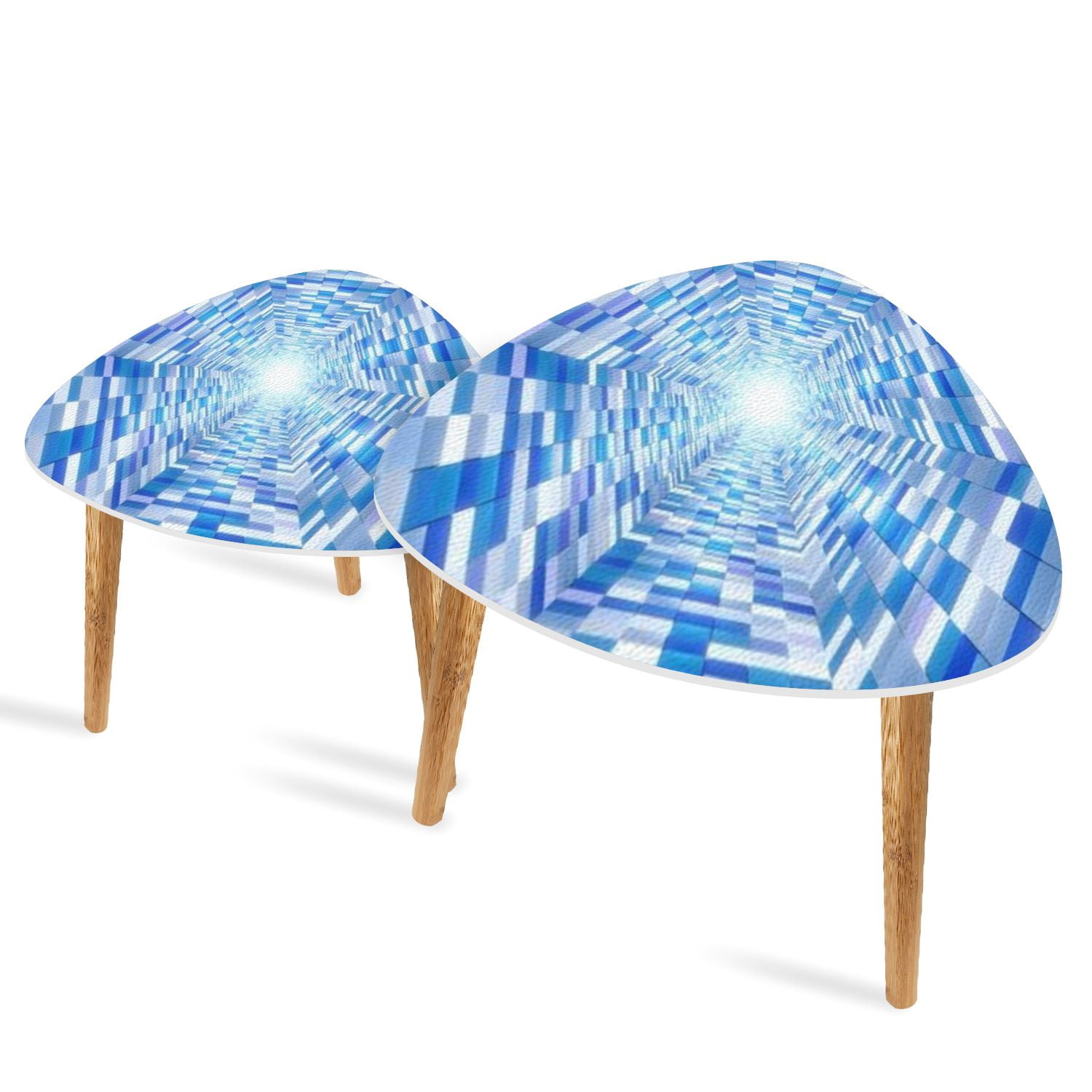Triangle End Tables Set of 2 Travel In Hexagon Shaped Endless 3D Tunnel ...