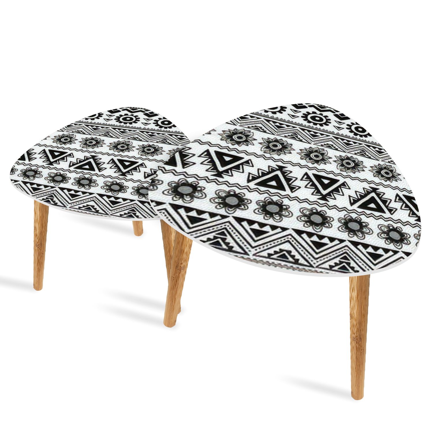 Triangle End Tables Set of 2 Tribal ethnic seamless Small Coffee Table ...