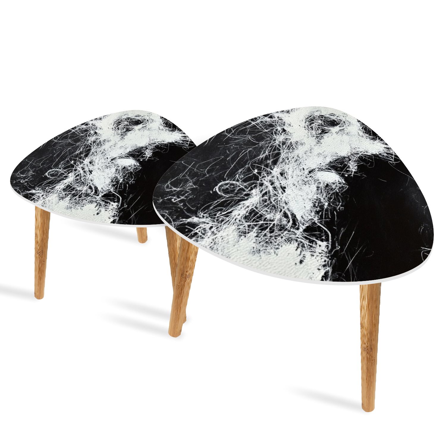 Triangle End Tables Set of 2 Tumultuous Waves Hidden Face Abstract ...