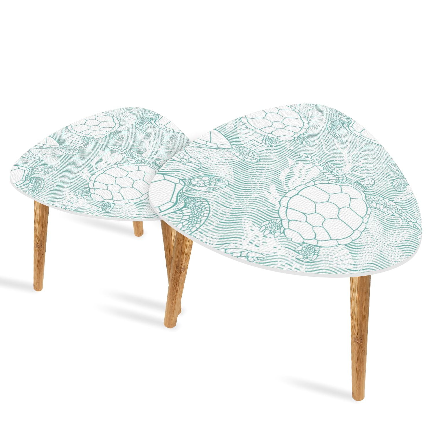 Triangle End Tables Set of 2 Turtles sea creatures waves Art sea ...