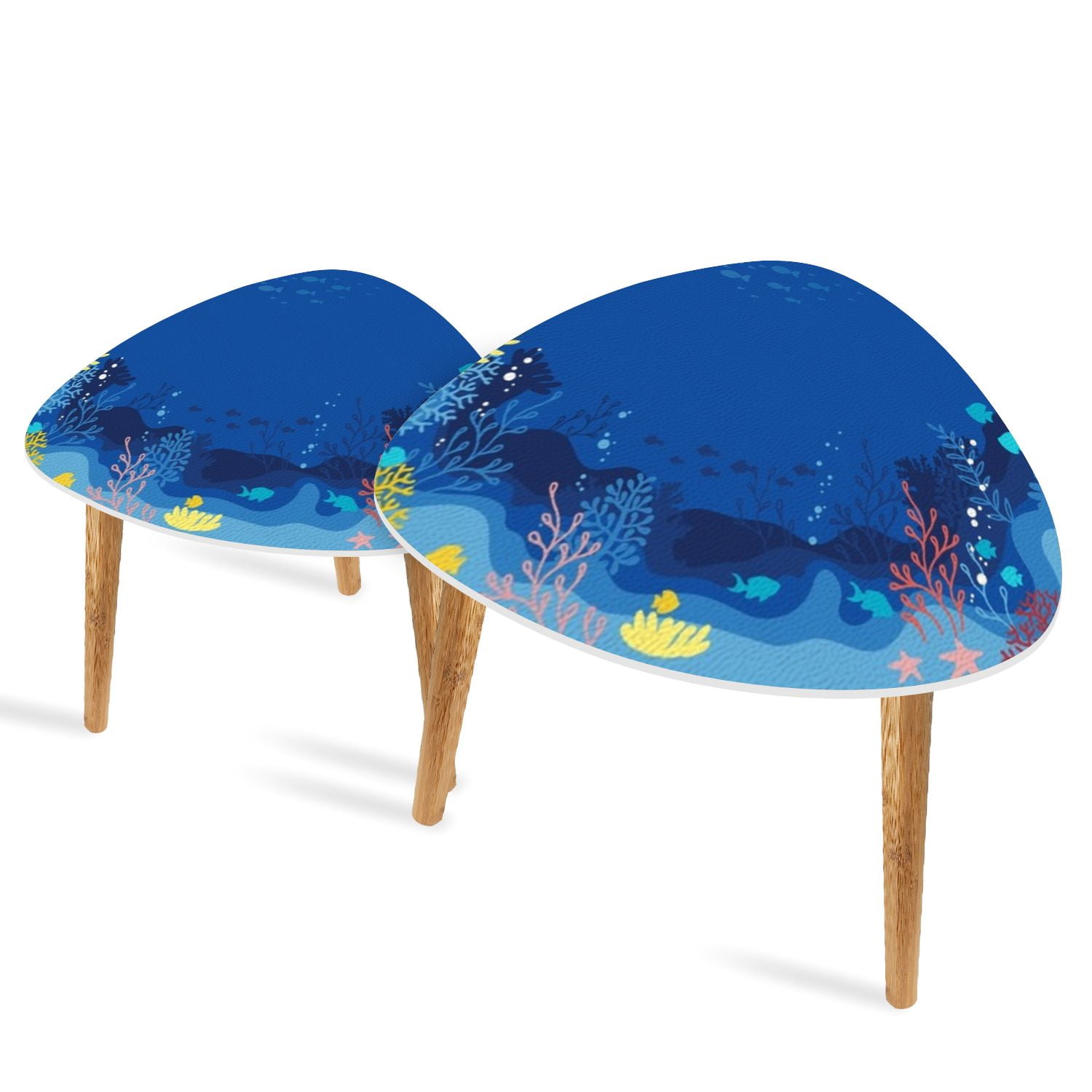 Triangle End Tables Set of 2 Underwater marine life coral reef World ...