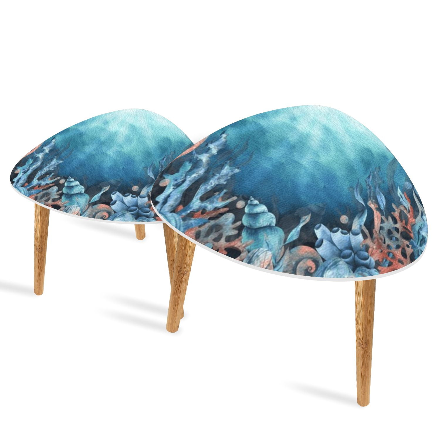 Triangle End Tables Set of 2 Underwater world clipart sea animals whale ...