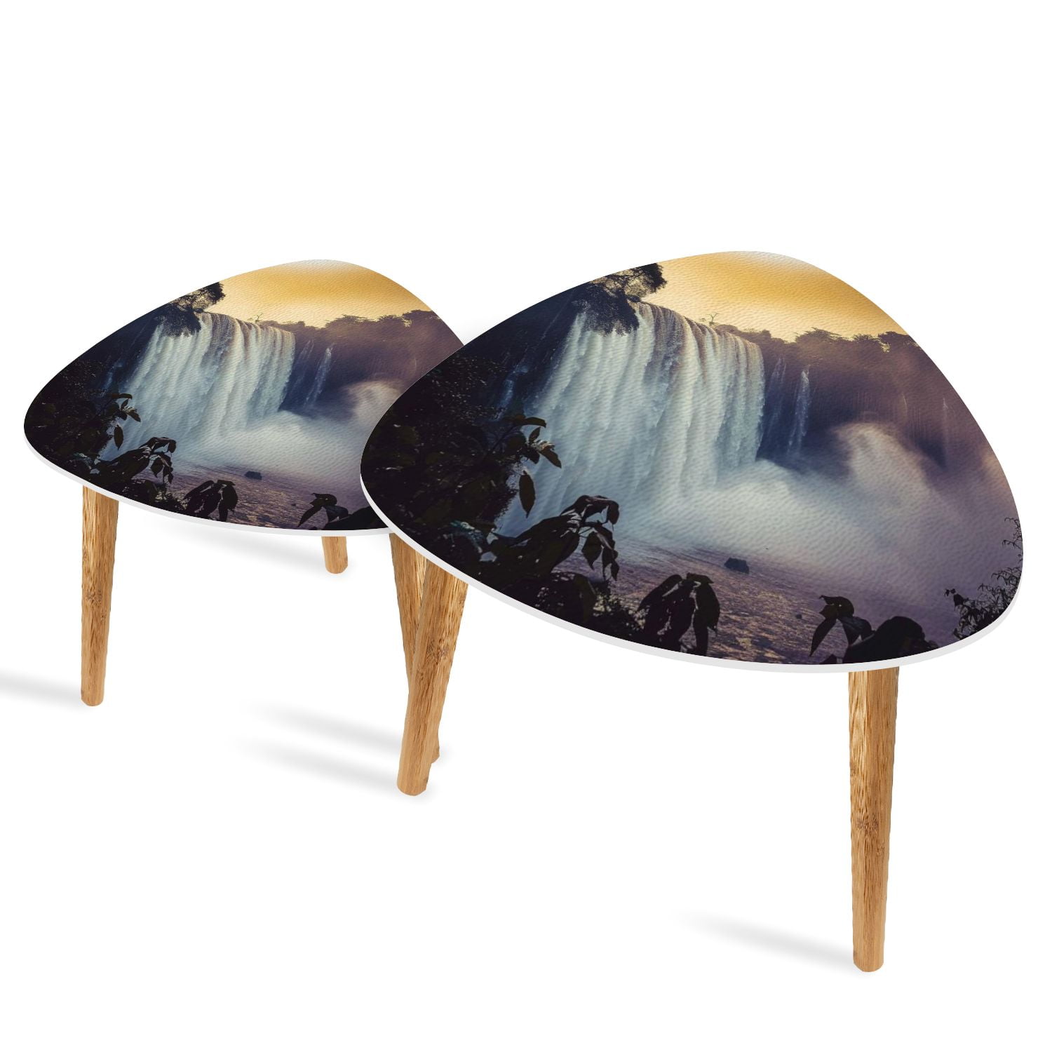 Triangle End Tables Set of 2 Victoria Falls Sunrise Long Exposure Small ...