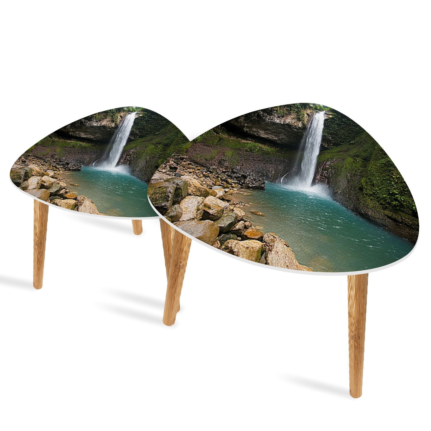 Triangle End Tables Set of 2 Victoria Waterfall Dominica Small Coffee ...