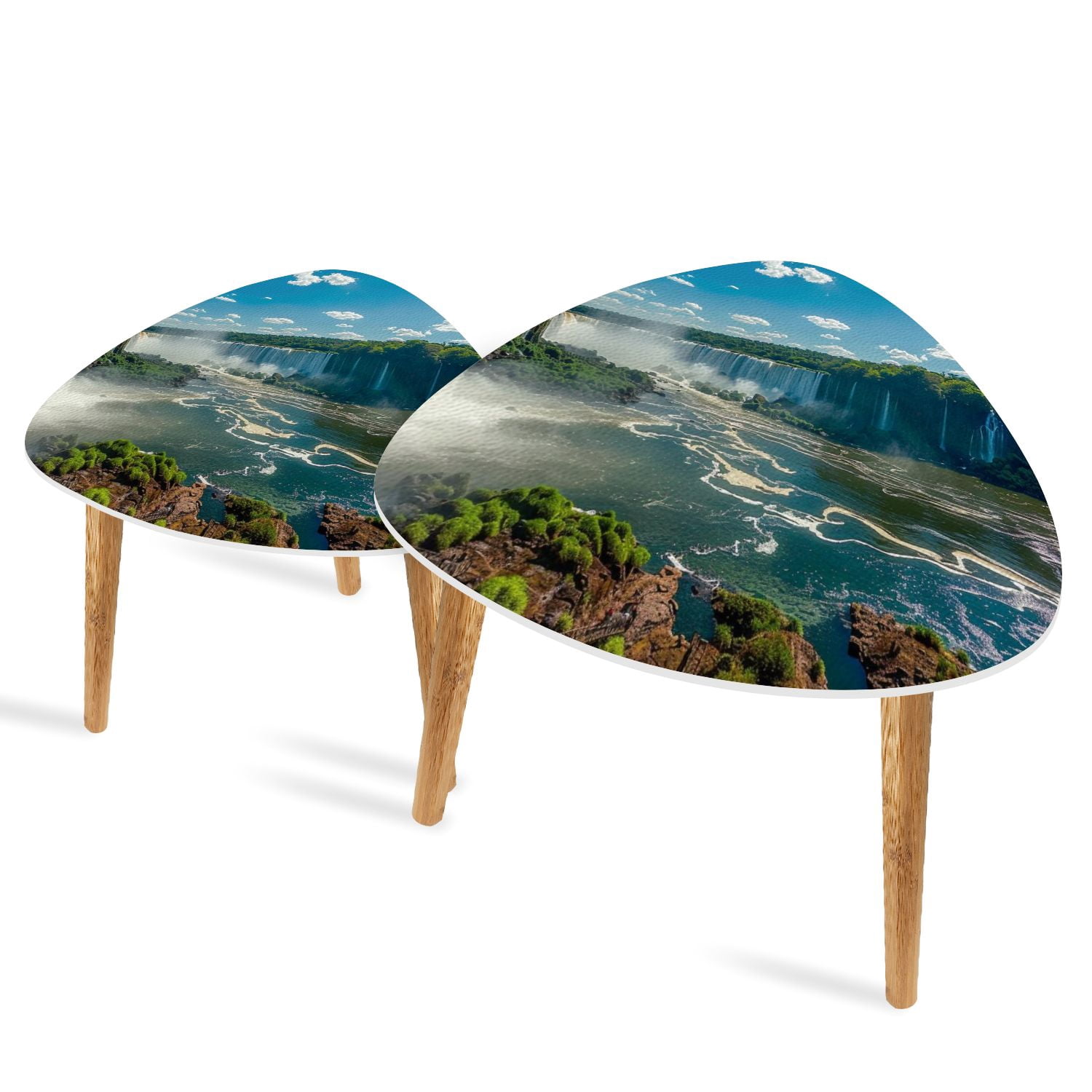 Triangle End Tables Set of 2 View Iguazu Falls border between Brazil ...
