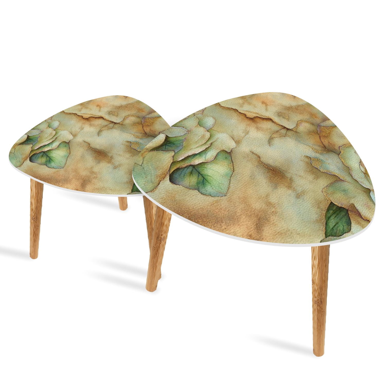 Triangle End Tables Set of 2 Vintage Rose Gold Glitter Antique ...