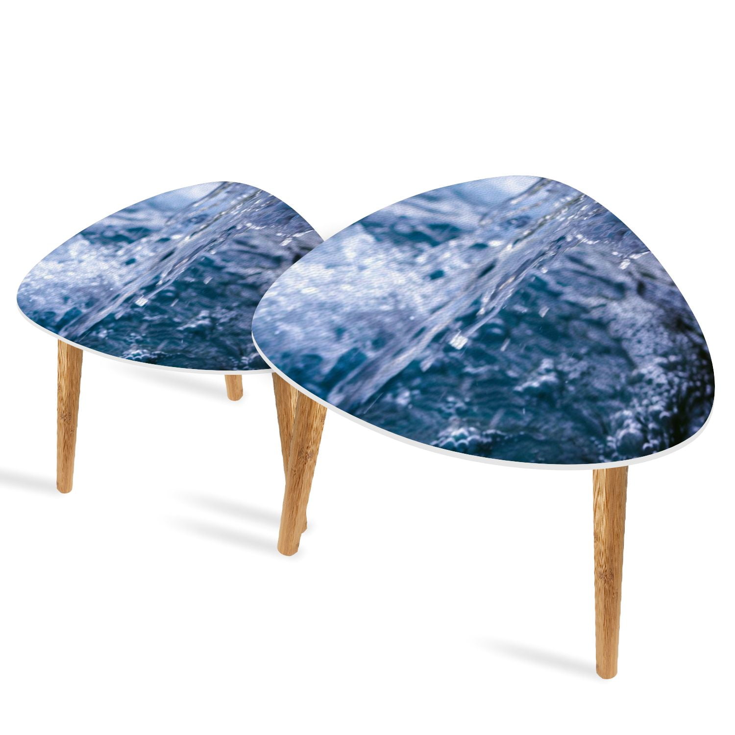Triangle End Tables Set of 2 Water Falling Small Coffee Table, Tea ...