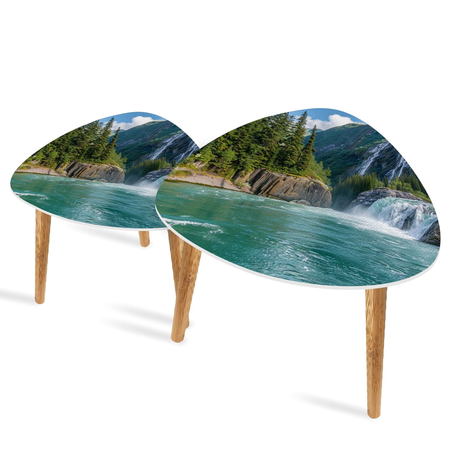Triangle End Tables Set of 2 Waterfall Along Alaska s Tracy Arm Fjord ...