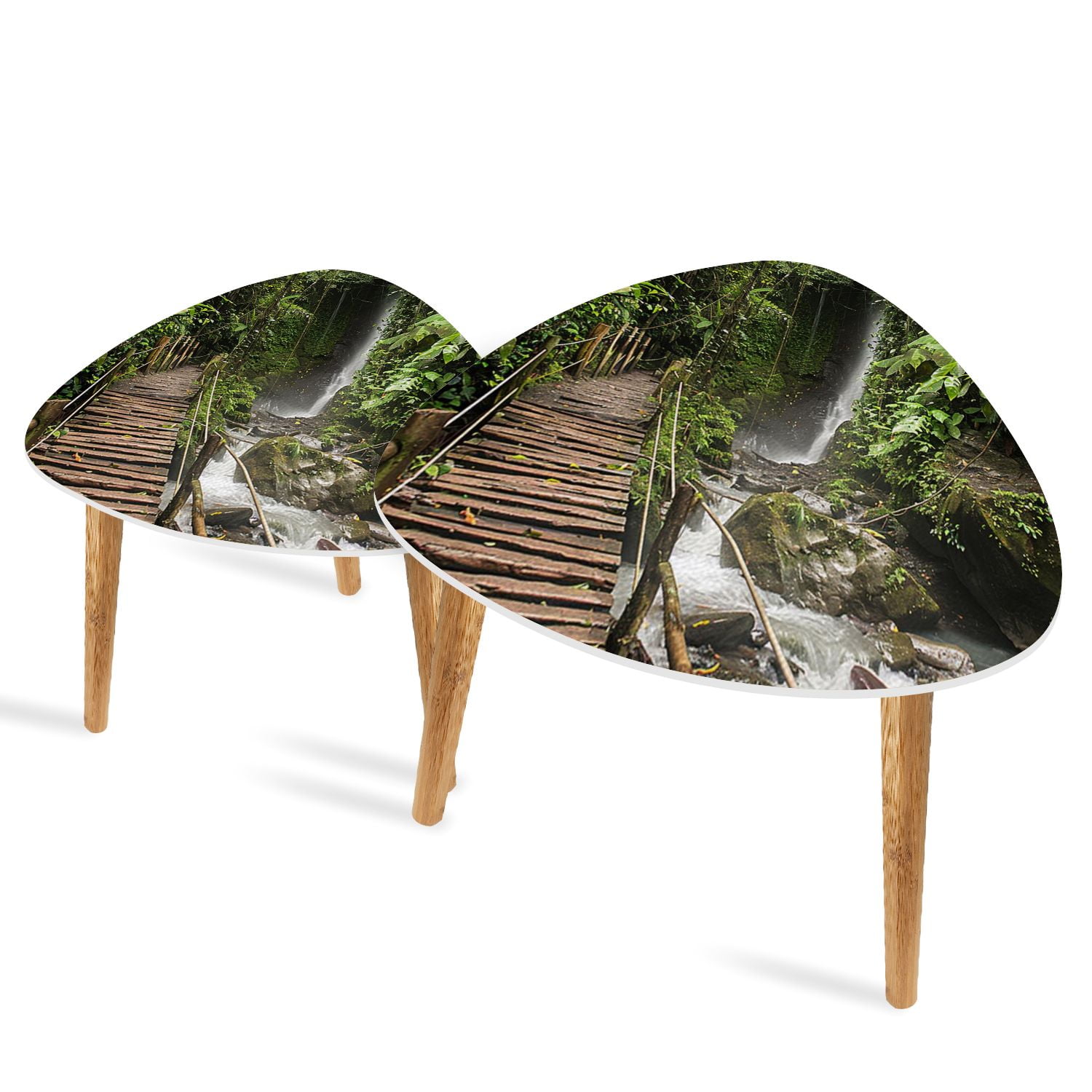 Triangle End Tables Set of 2 Waterfalls tropical rainforest Mindo ...