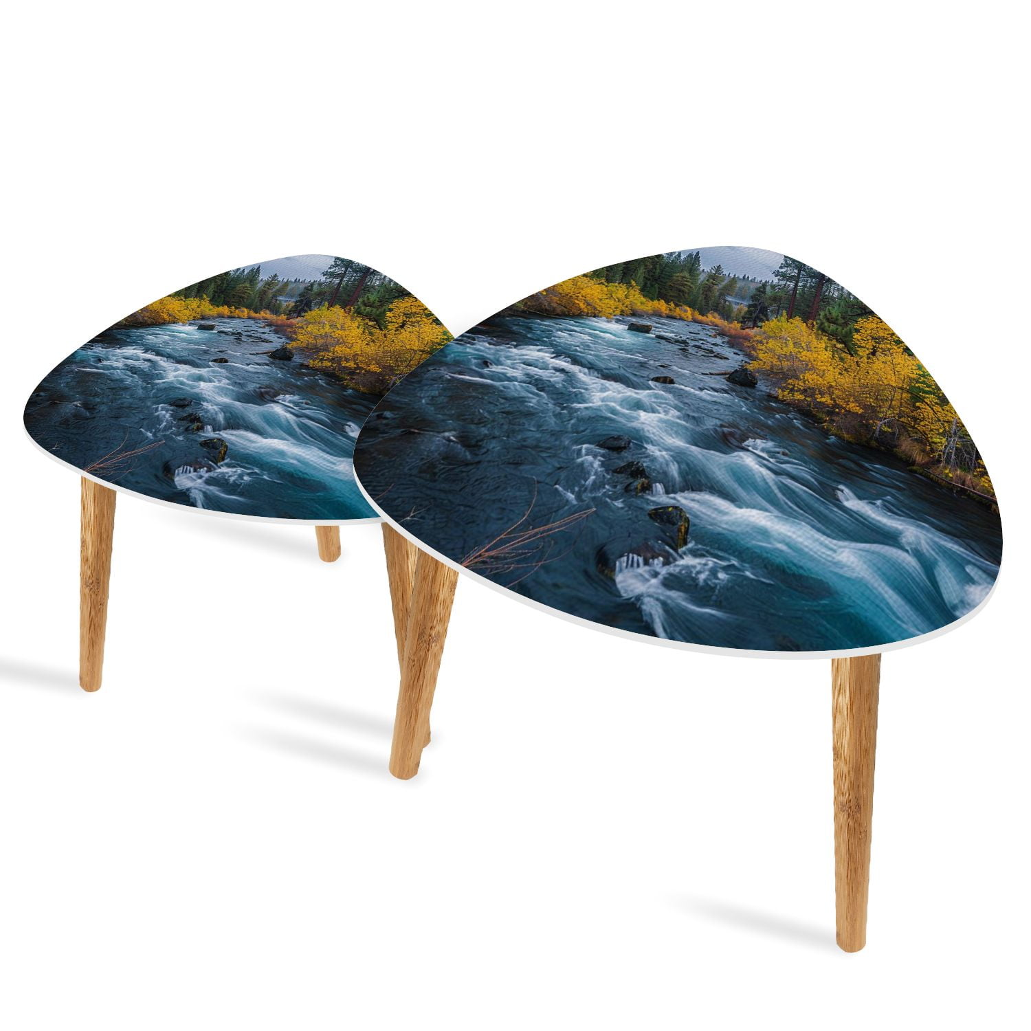 Triangle End Tables Set of 2 Wizard Falls Metolius River Autumn Oregon ...