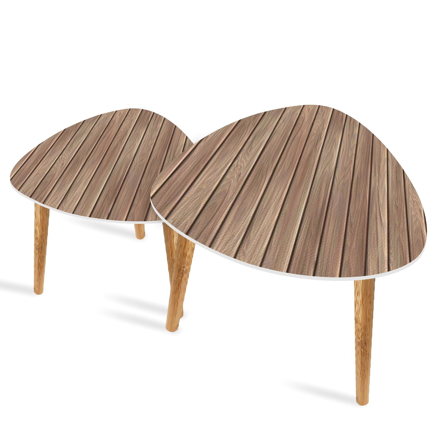 Triangle End Tables Set of 2 Wood plank Seamless texture Small Coffee ...