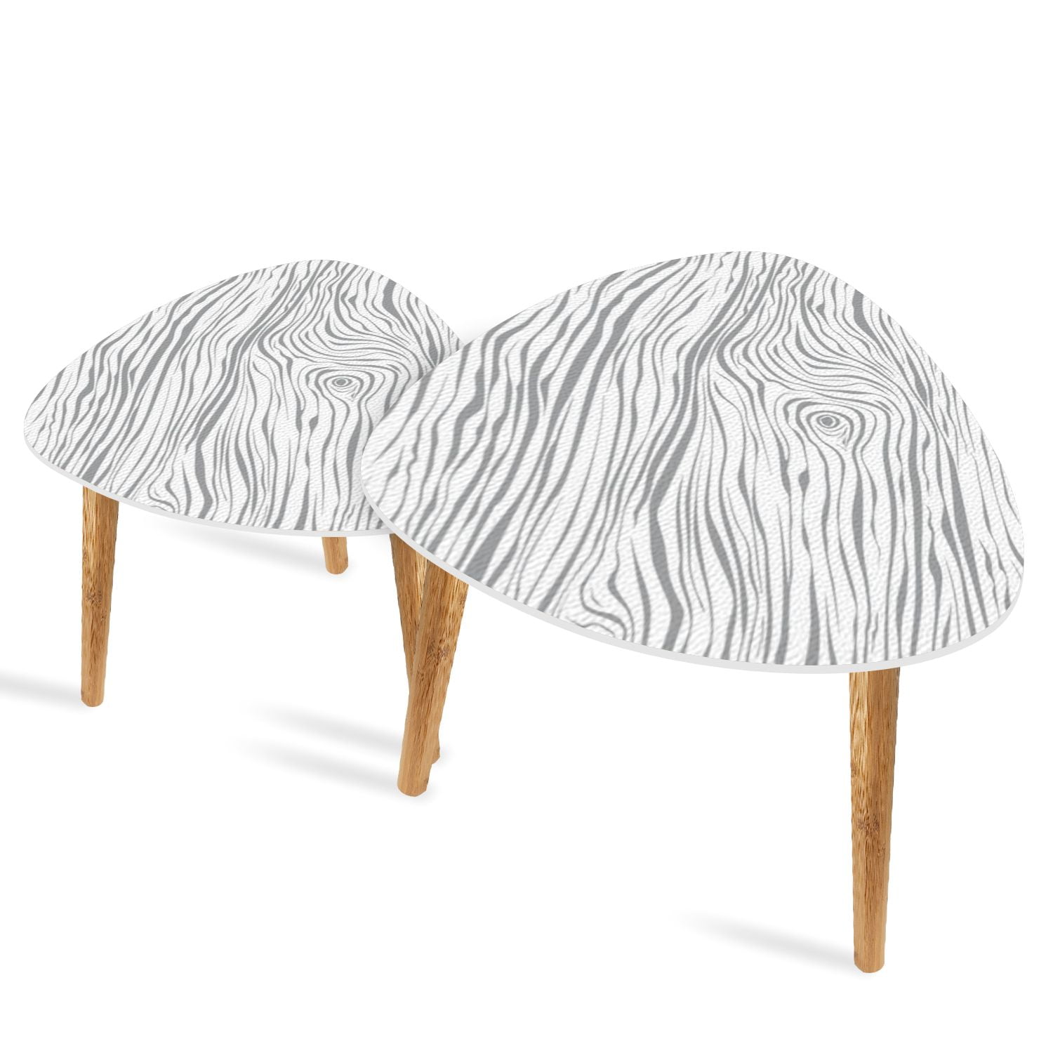 Triangle End Tables Set of 2 Wooden pattern Wood grain texture Dense ...