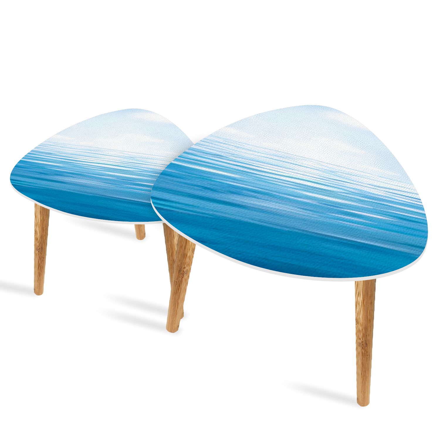 Triangle End Tables Set of 2 blue sea sky Small Coffee Table, Tea Table ...